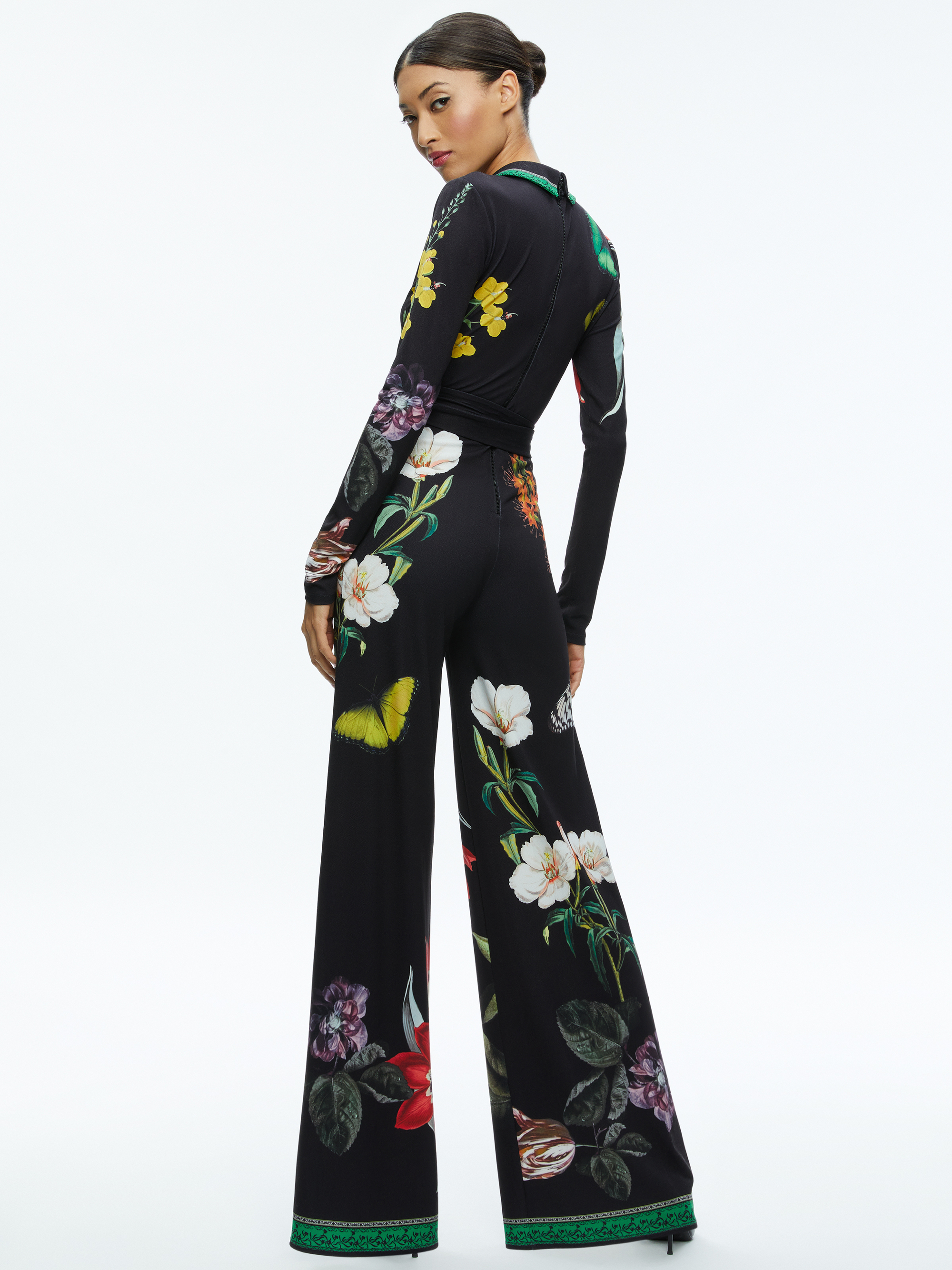 Melinda Wide Leg Wrap Jumpsuit In Essential Floral | Alice + Olivia
