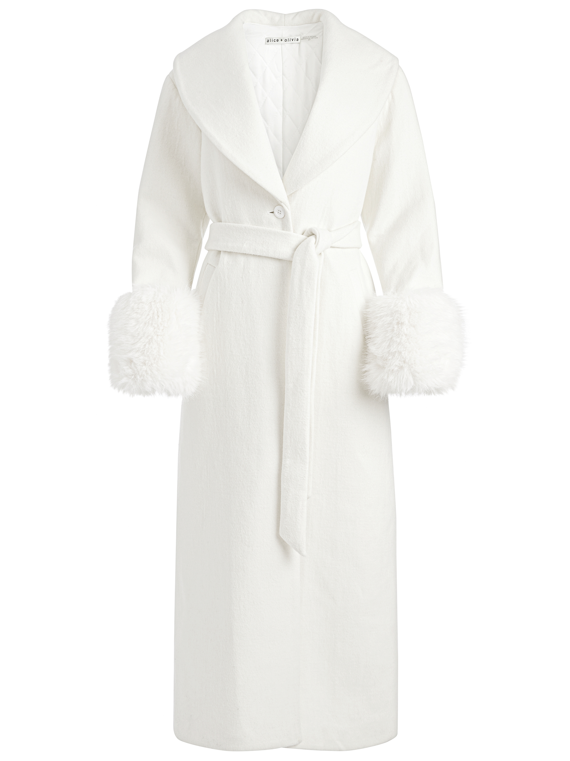 Marcelene Maxi Coat In Off White | Alice + Olivia