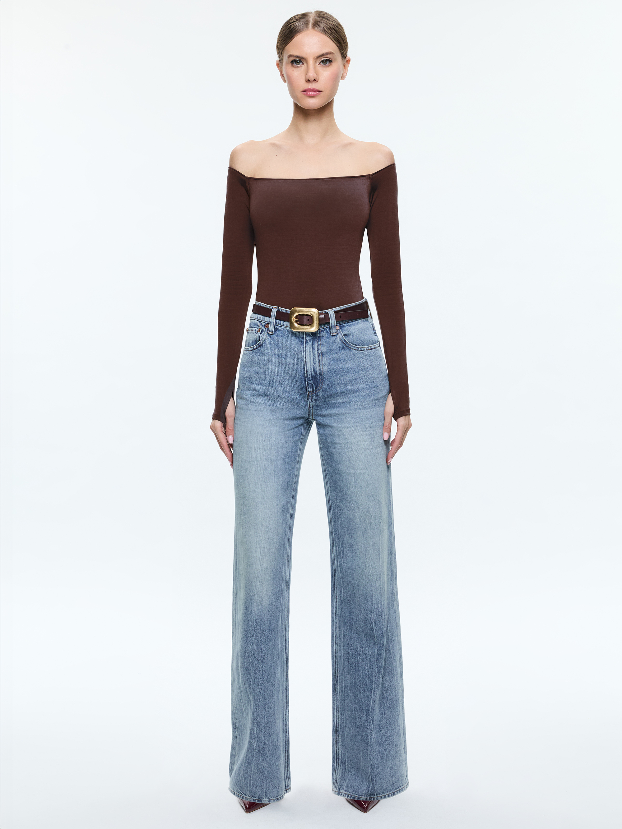 Letty Buckle Belt In Espresso/gold | Alice + Olivia