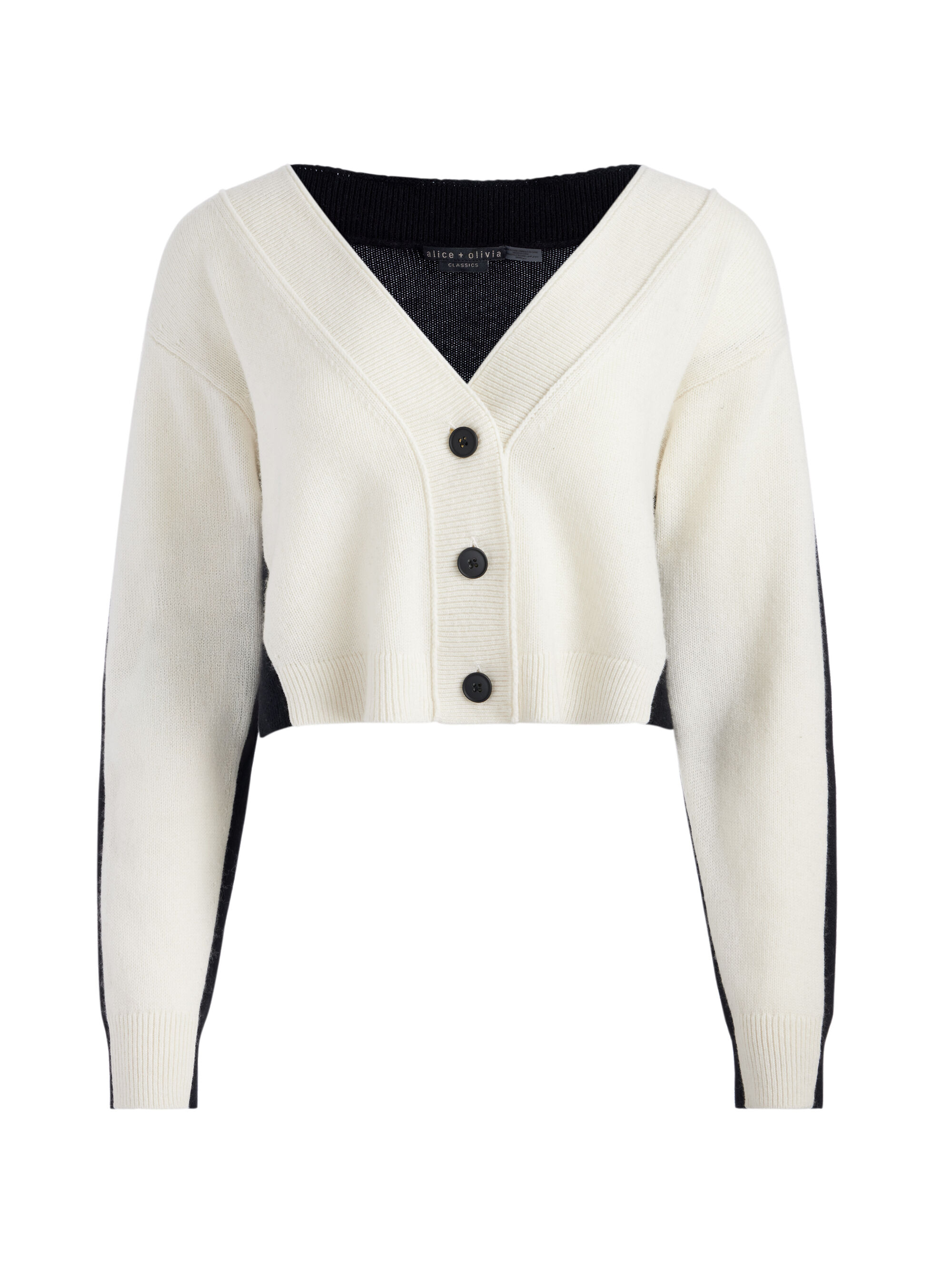 Edelman Cardigan In Ecru/black | Alice + Olivia