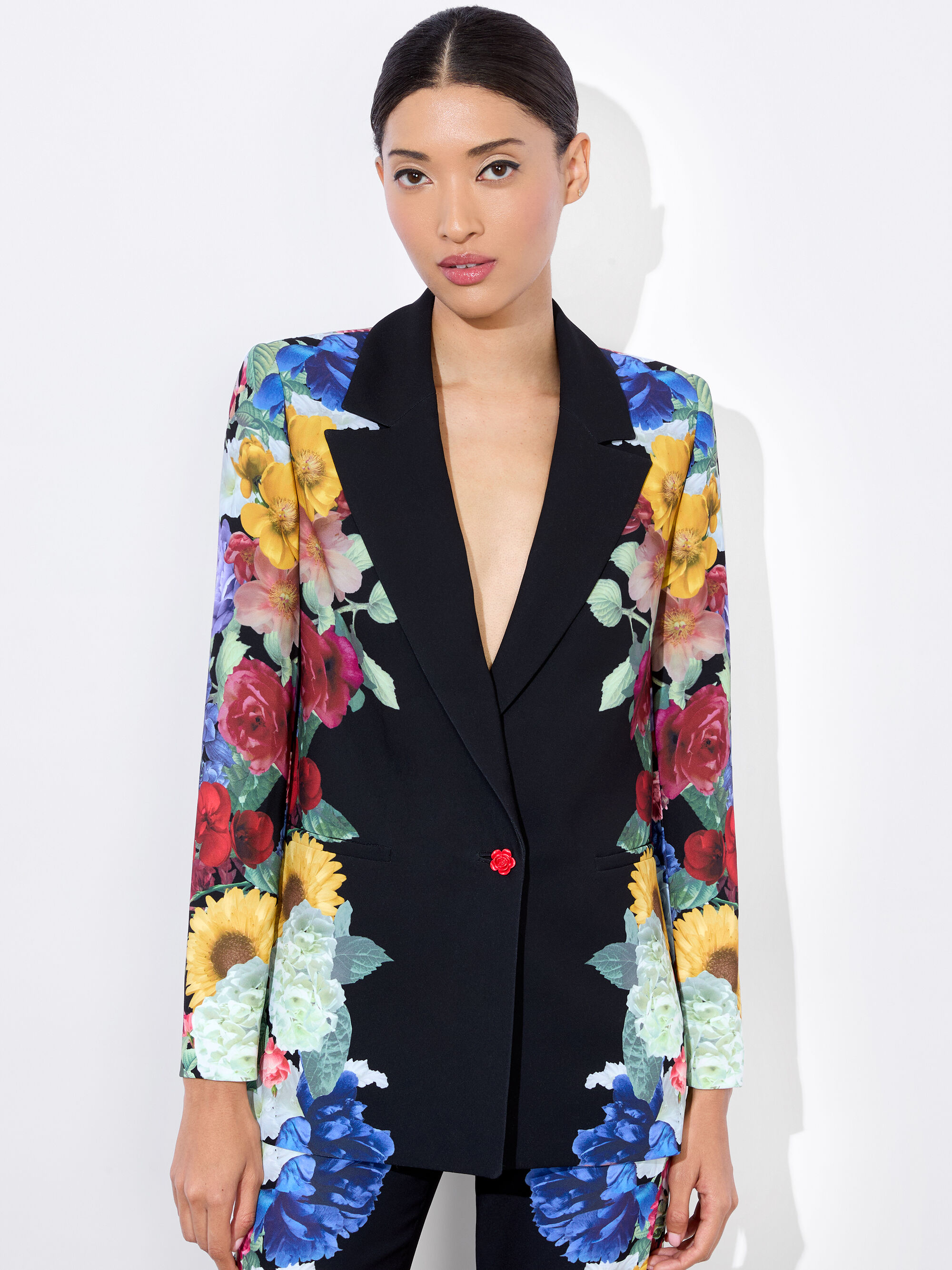 DENNY BOYFRIEND BLAZER in GARDEN BRUNCH BLACK | ALICE + OLIVIA