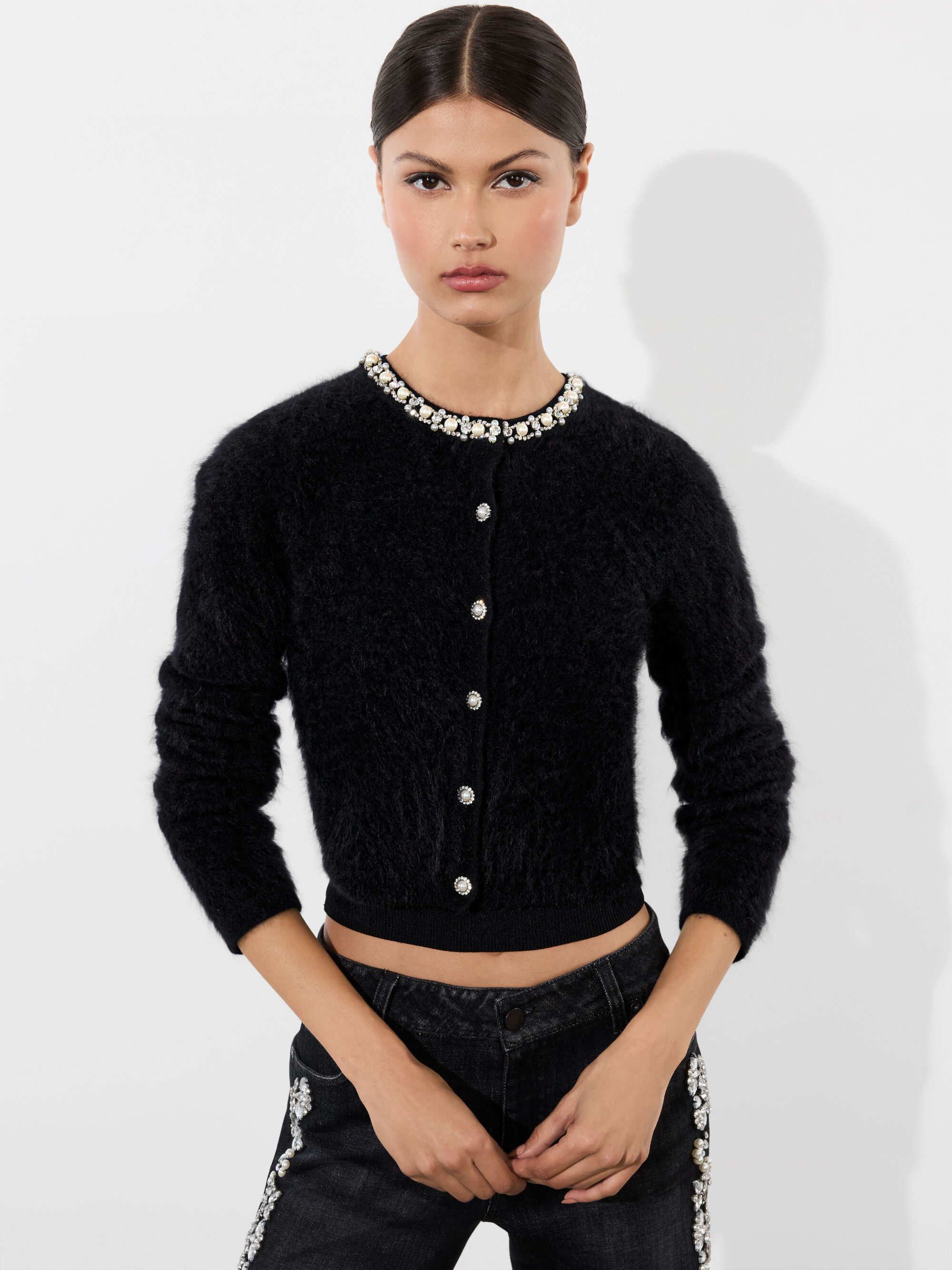 Dollie Cashmere Cardigan In Black | Alice + Olivia