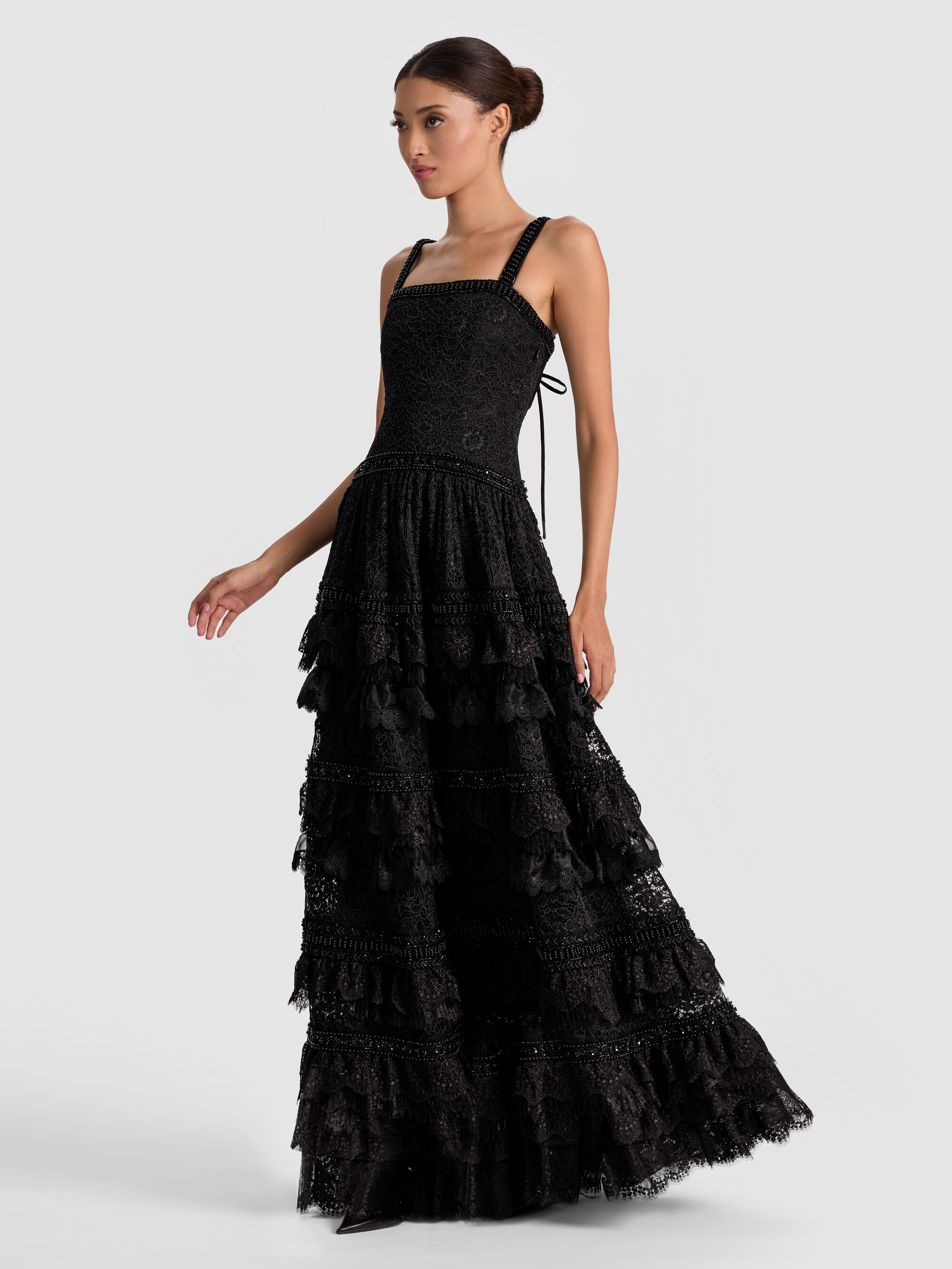 ZENA LACE MAXI DRESS in BLACK | ALICE + OLIVIA
