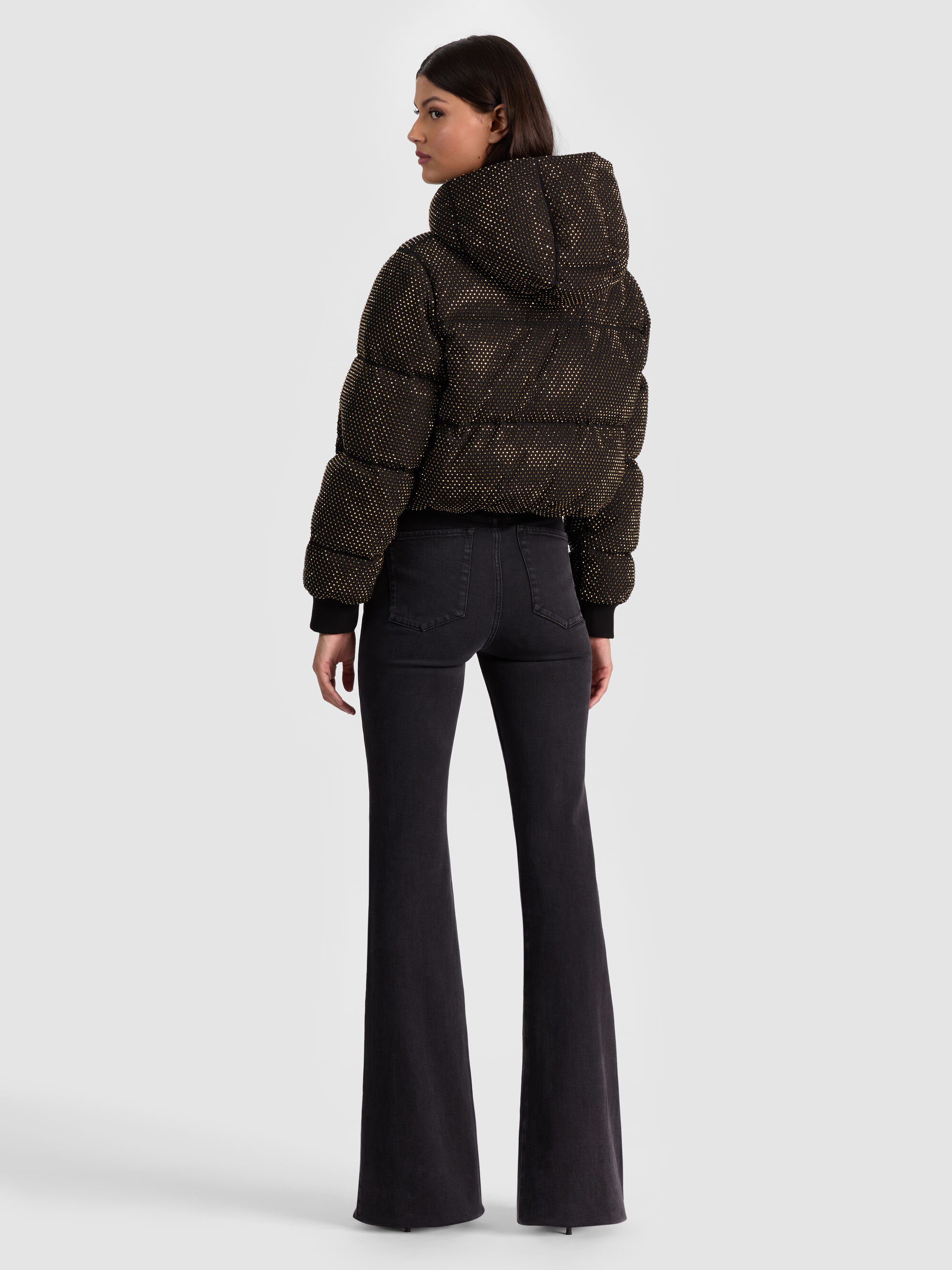 ROBENA EMBELLISHED PUFFER in BLACK/GOLD | ALICE + OLIVIA
