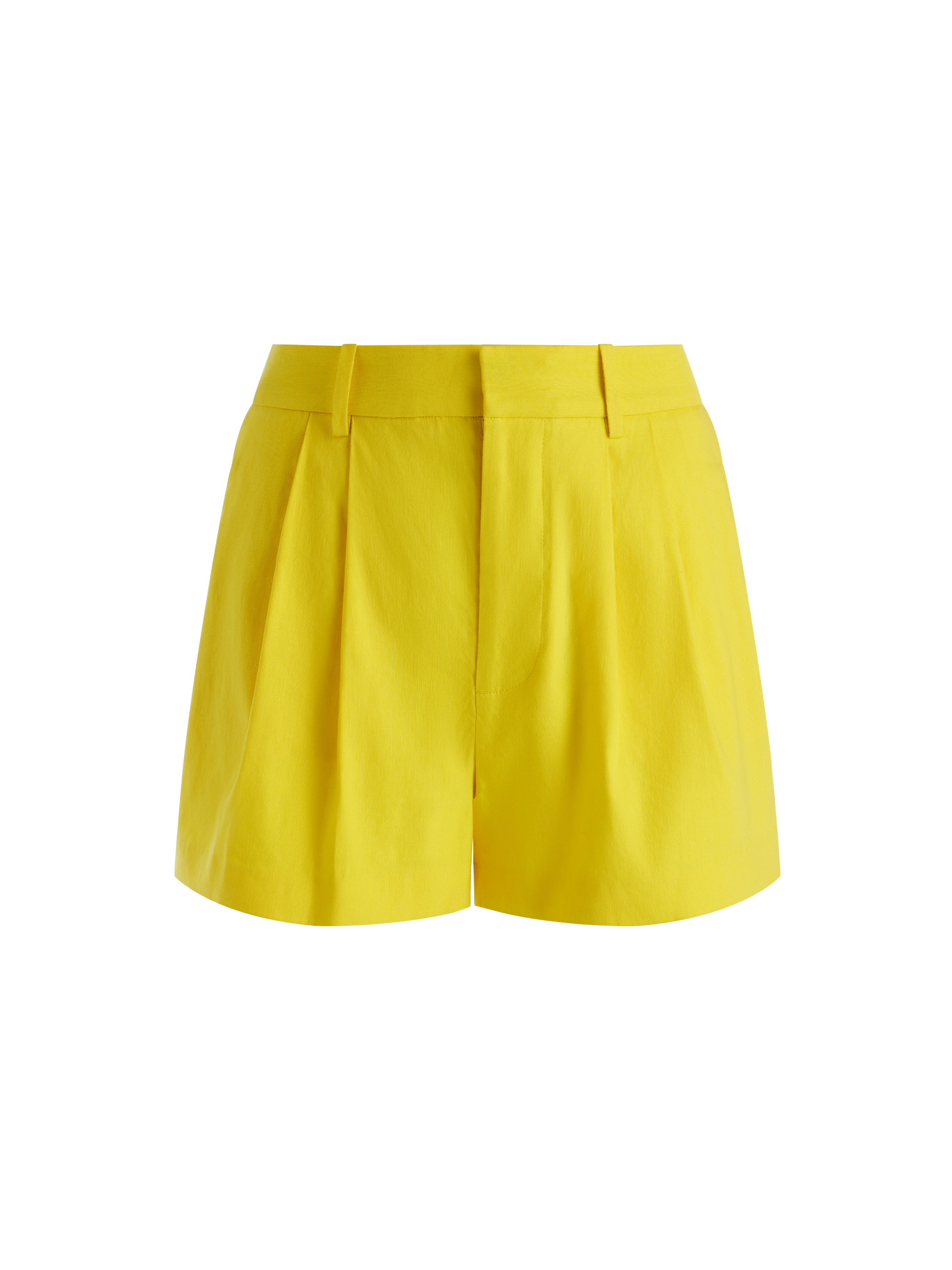 Conry Linen Pleated Short In Happy Yellow | Alice + Olivia