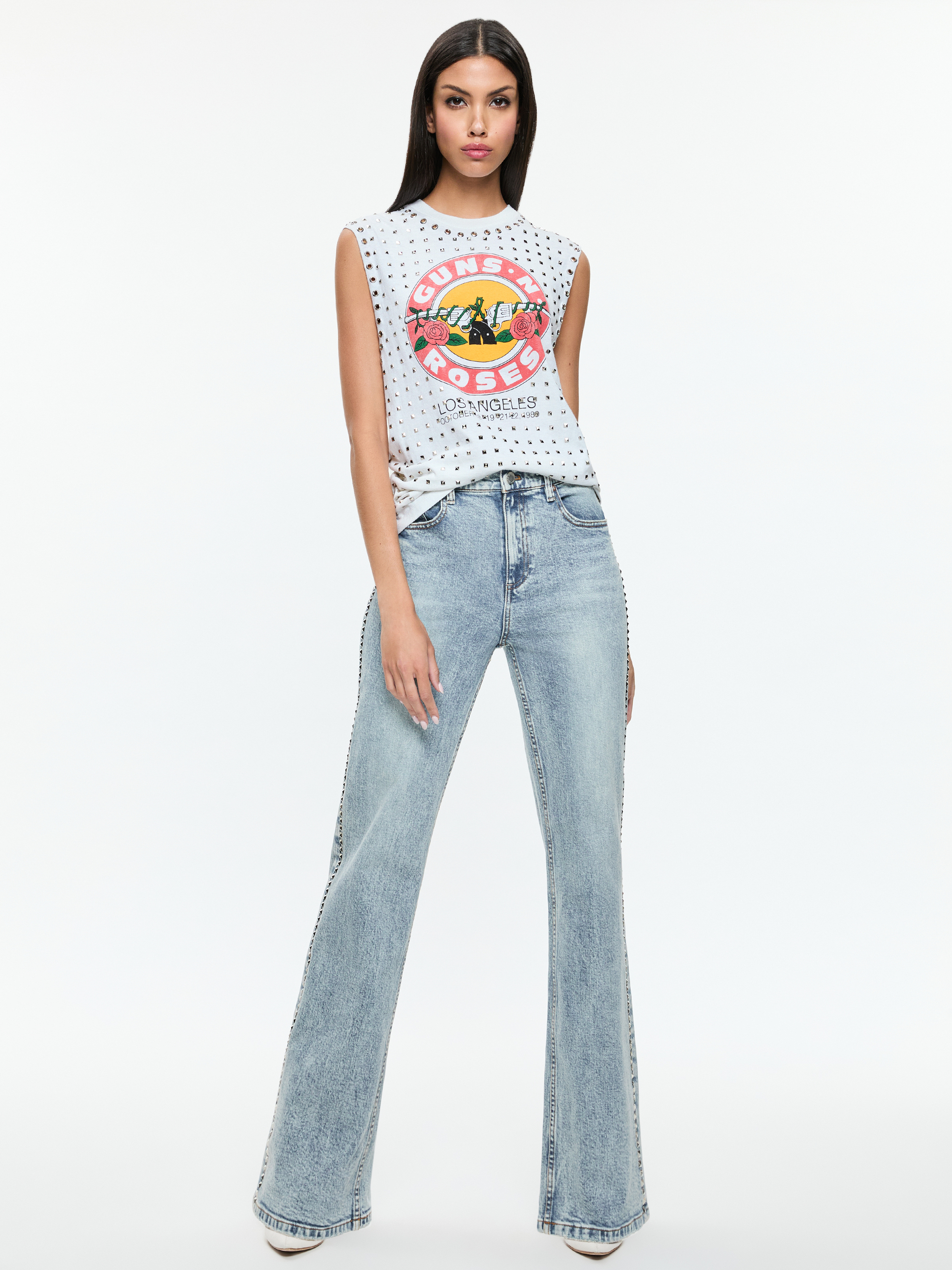 Micah Muscle Tank In Off White Multi | Alice + Olivia