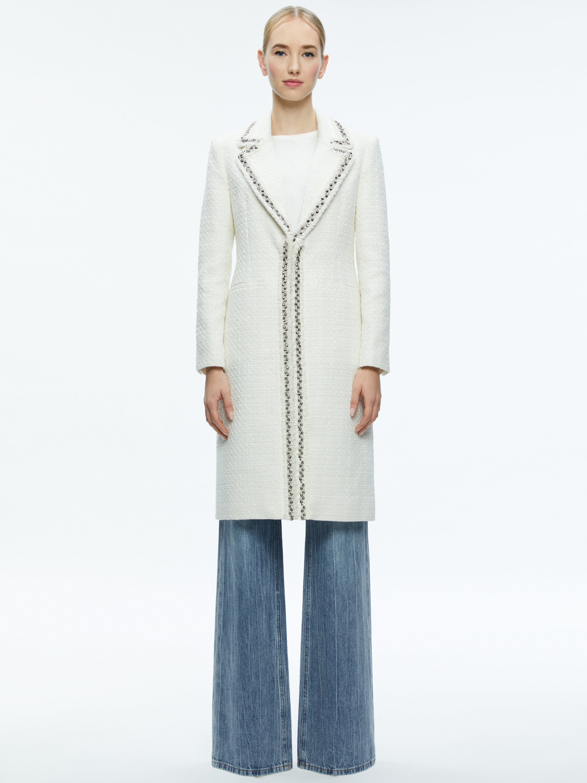 Bret Long Blazer In Off White | Alice + Olivia