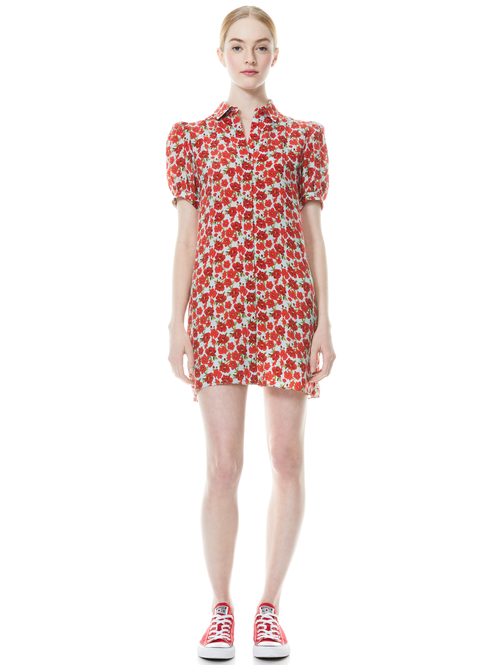Jem Floral Shirt Dress In Forget Me Not Sm Bright Poppy | Alice + Olivia