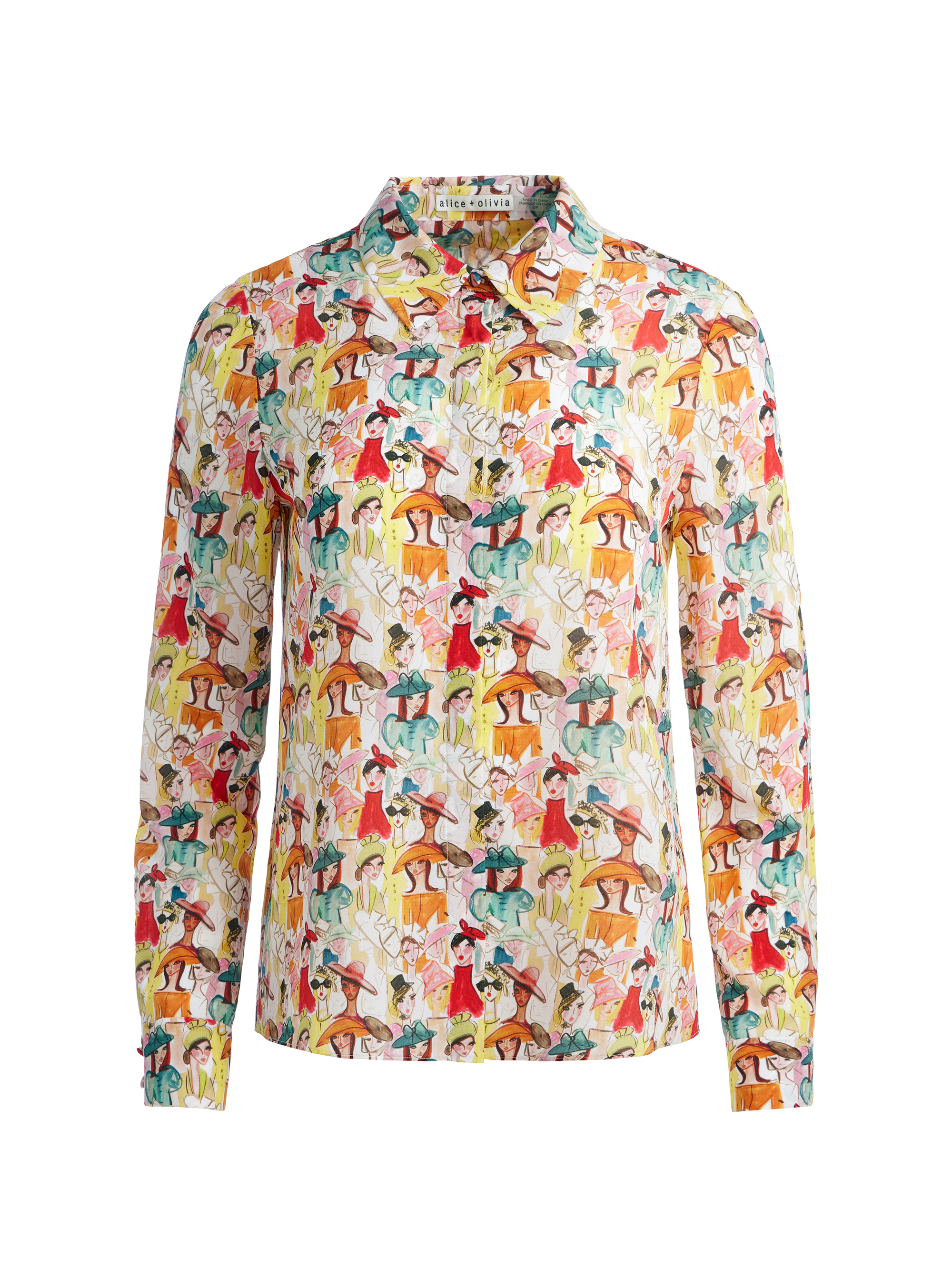 A+o X Blair Z Willa Placket Top In Blair Z Ladies | Alice + Olivia