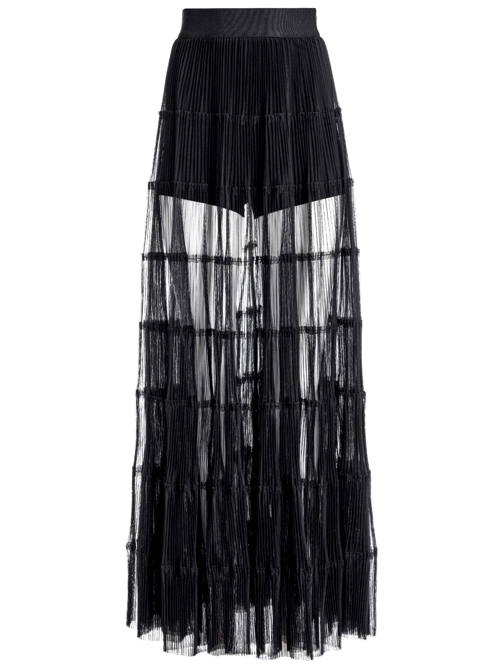Levon Pleated Maxi Skirt With Hot Pant In Black | Alice + Olivia