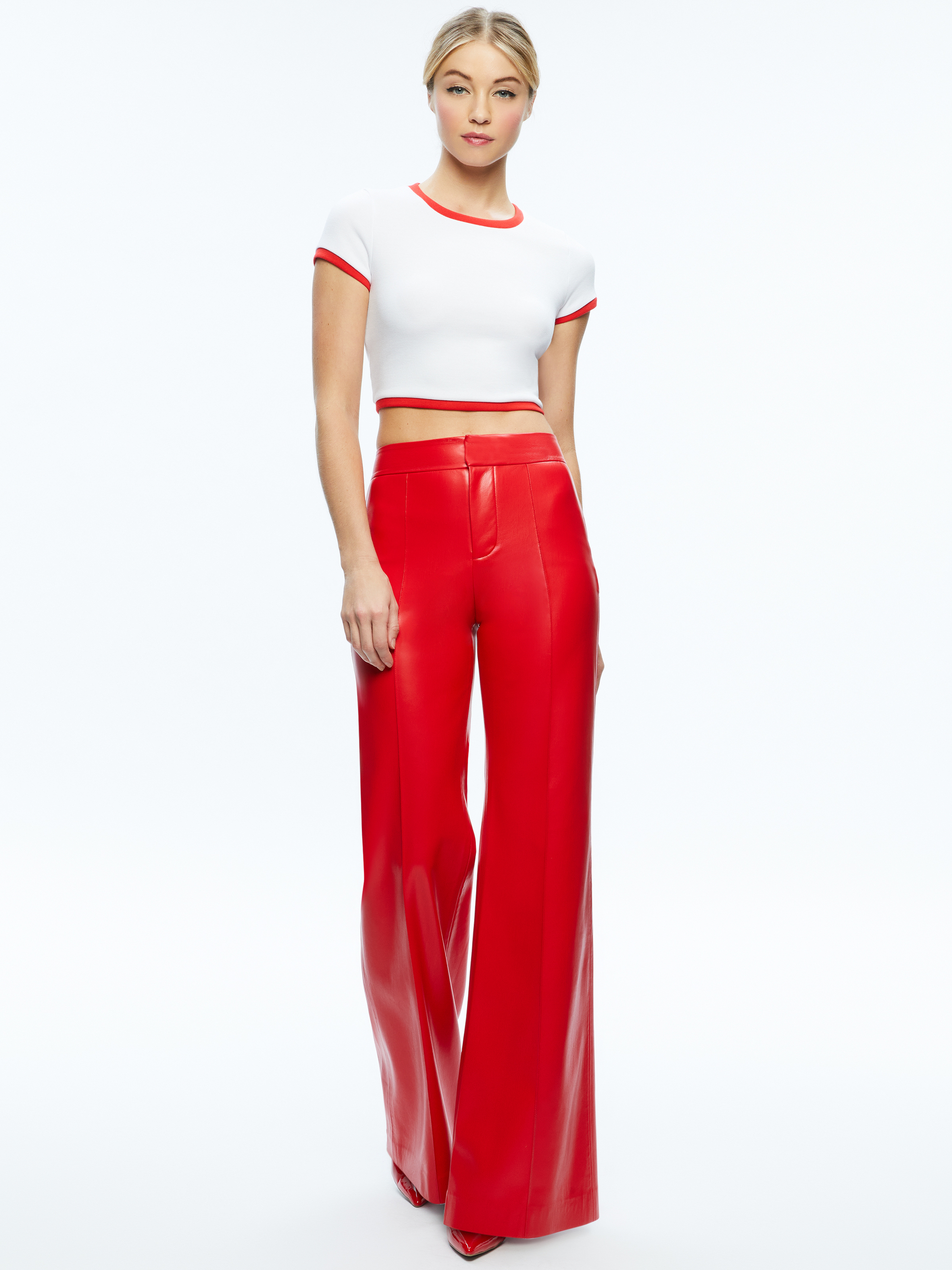 Dylan Vegan Pant In Bright Ruby | Alice + Olivia