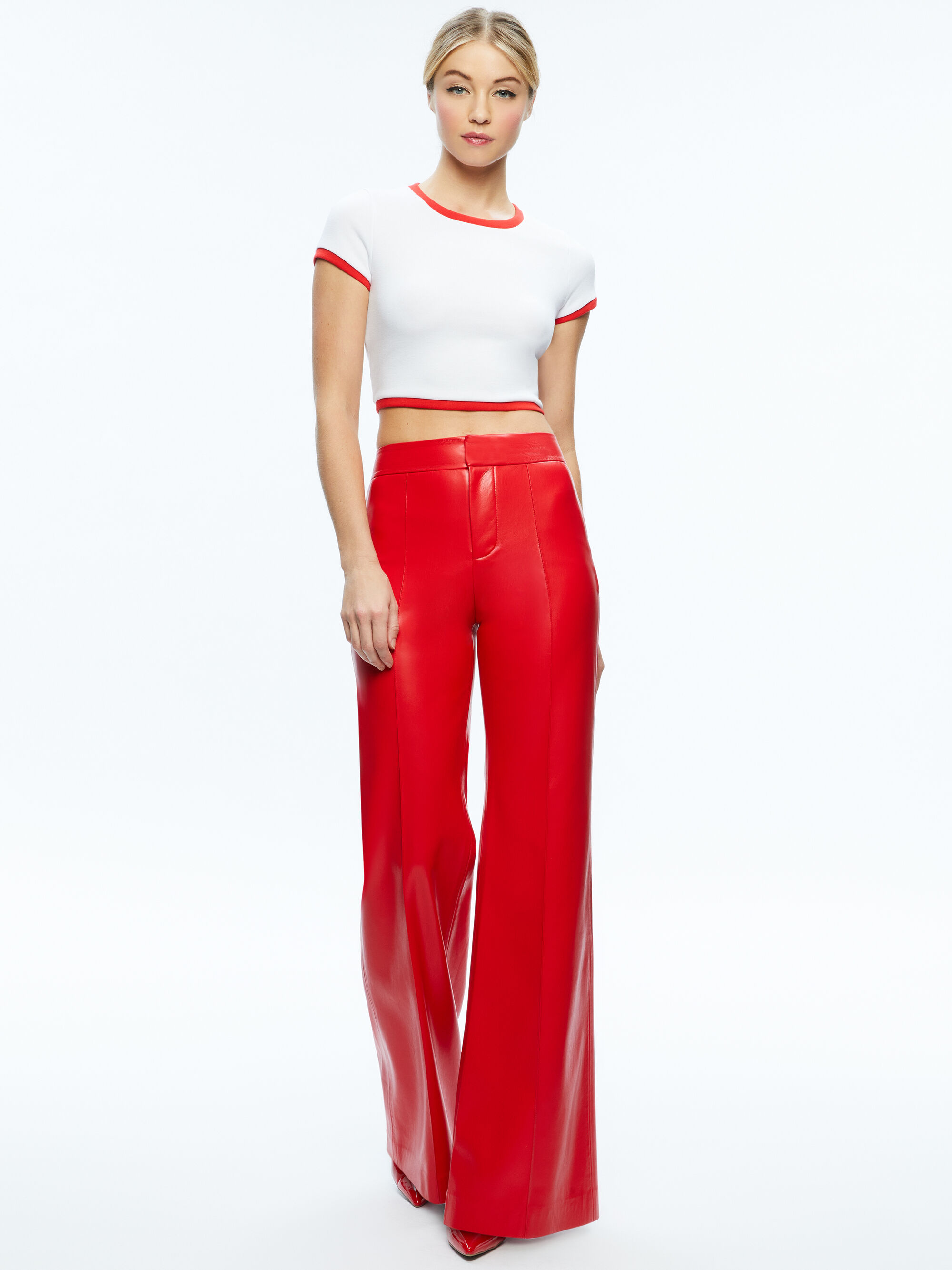 DYLAN VEGAN PANT in BRIGHT RUBY | ALICE + OLIVIA