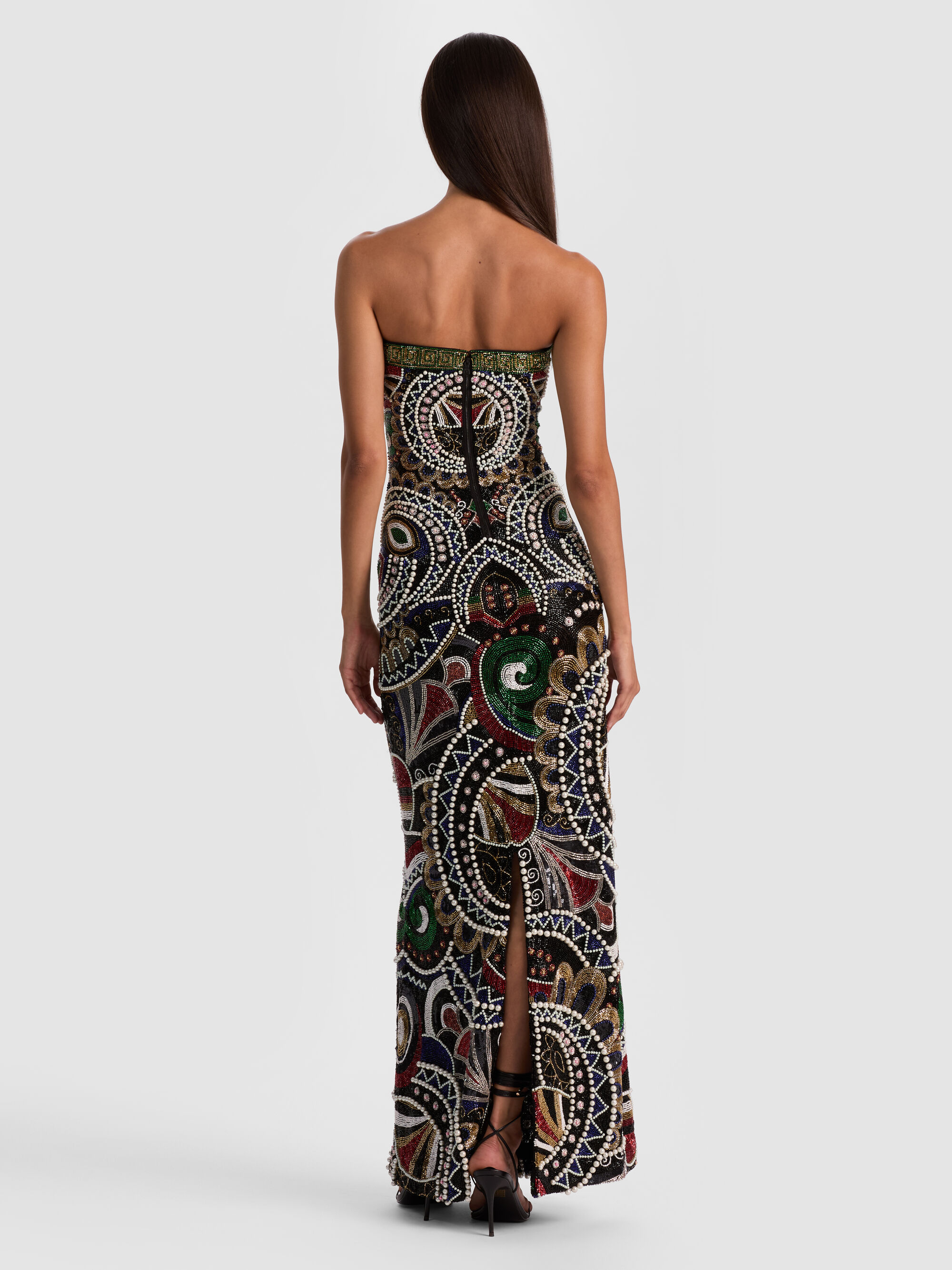 DELORA BEADED GOWN in BLACK/MULTI | ALICE + OLIVIA