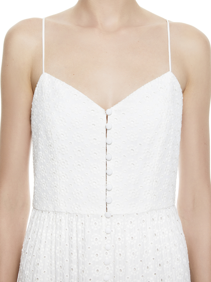 SHANTI BUTTON FRONT MAXI DRESS in OFF WHITE | Alice and Olivia
