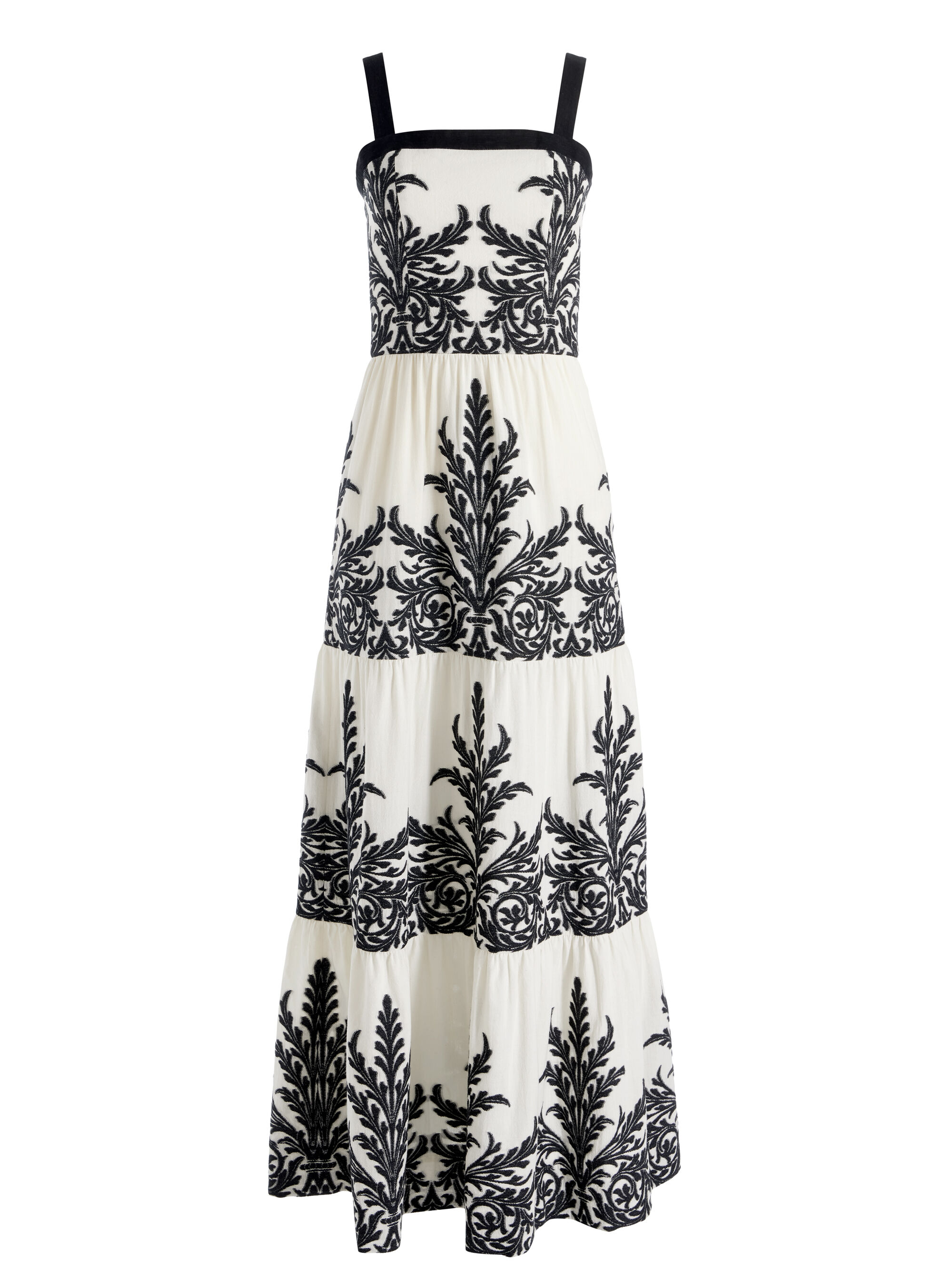 SAIGE TIERED MAXI DRESS in OFF WHITE/BLACK | ALICE + OLIVIA