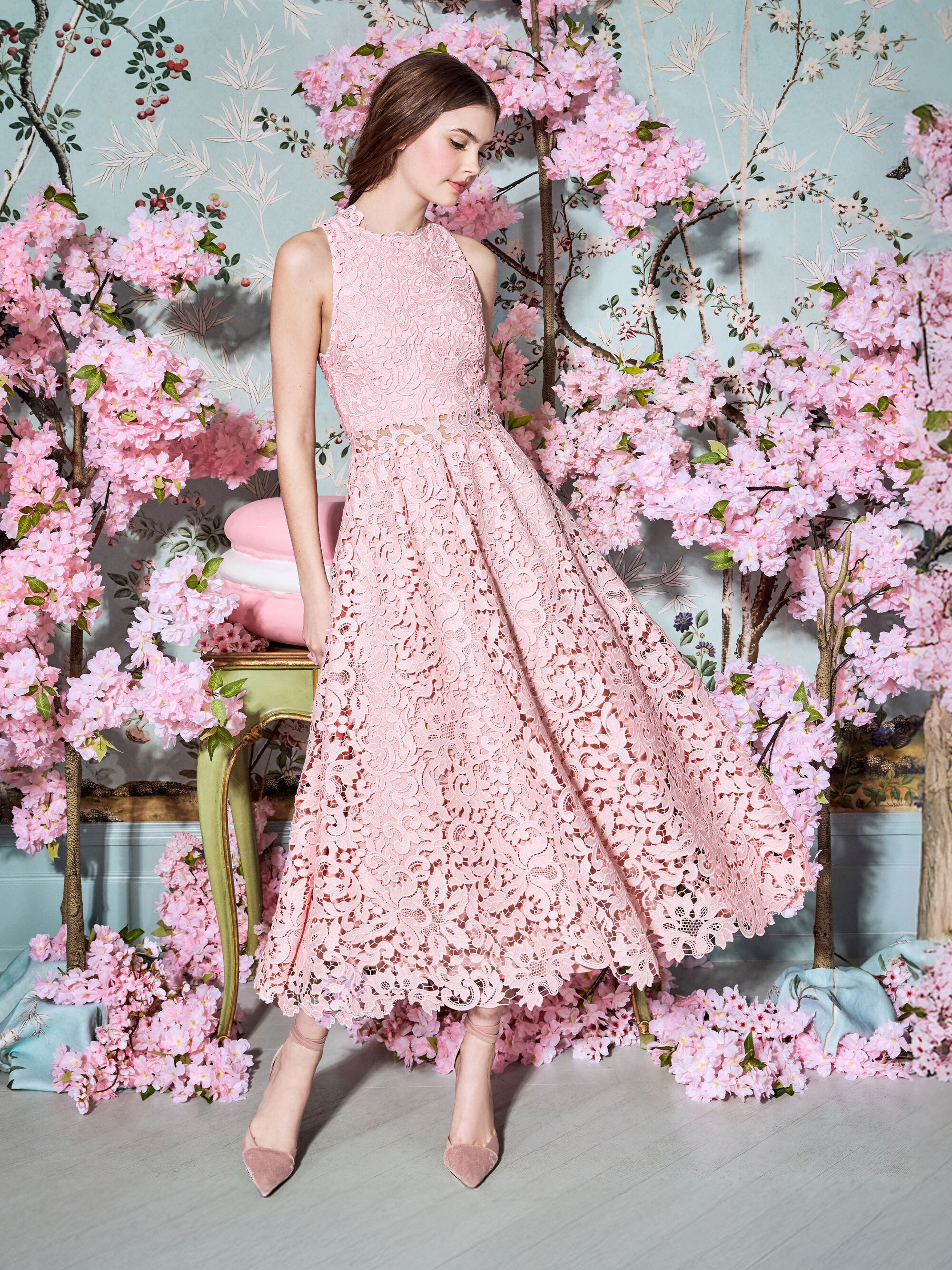 BABETTE MIDI DRESS in PINK BLOOM | ALICE + OLIVIA