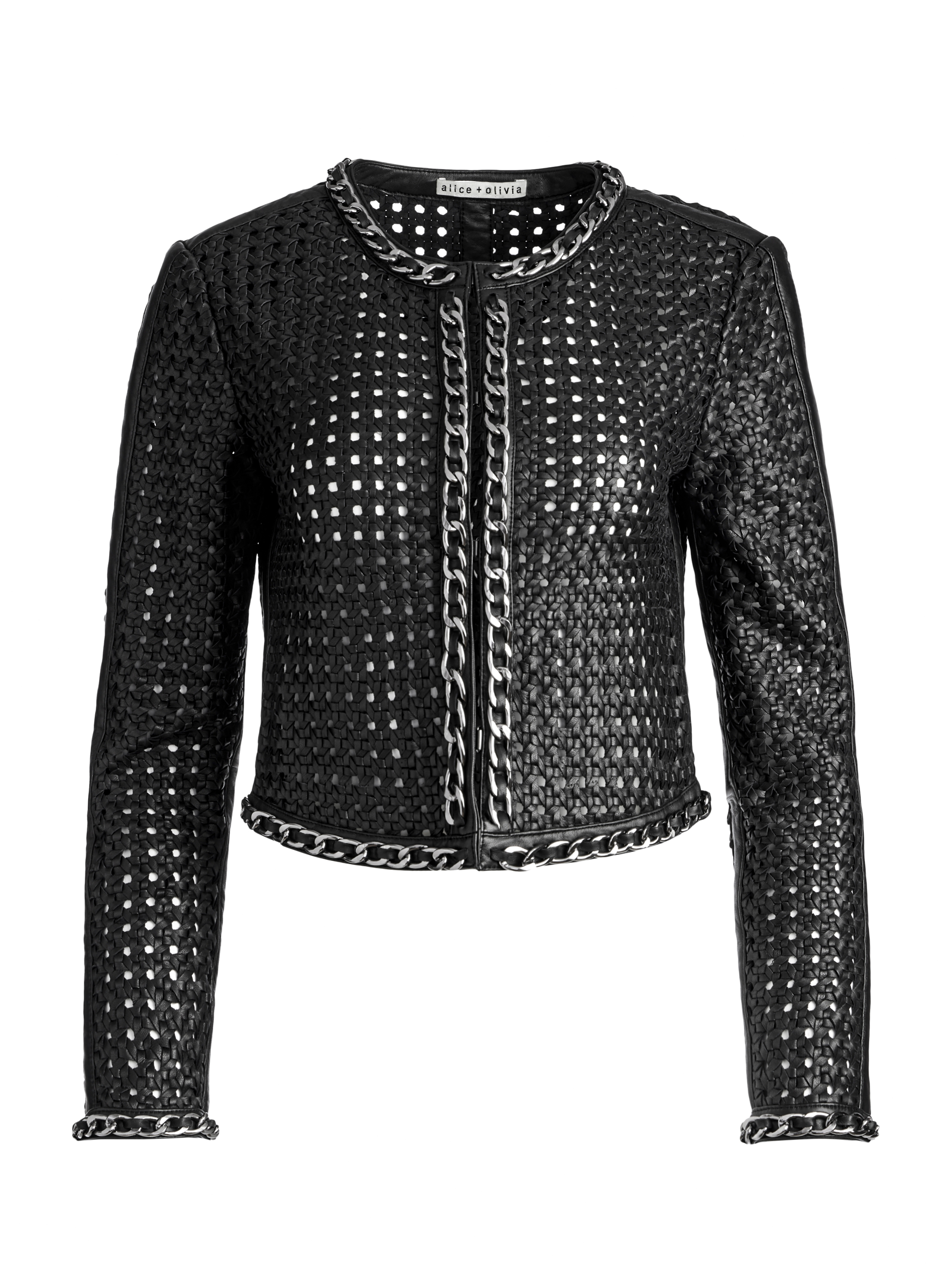 Brixton Leather Cropped Jacket In Black | Alice + Olivia