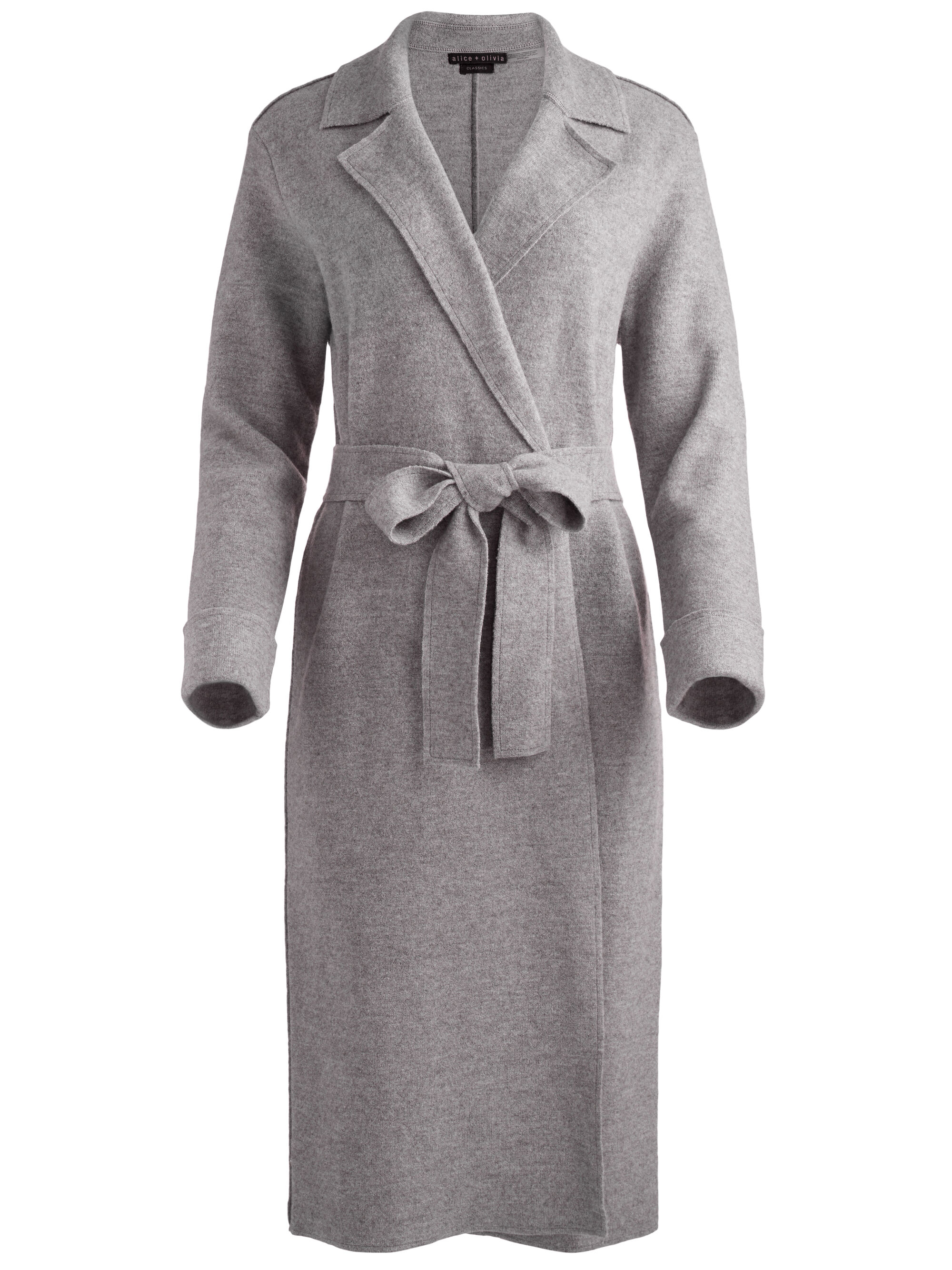 ROWAN WRAP COAT in MEDIUM HEATHER GREY | ALICE + OLIVIA
