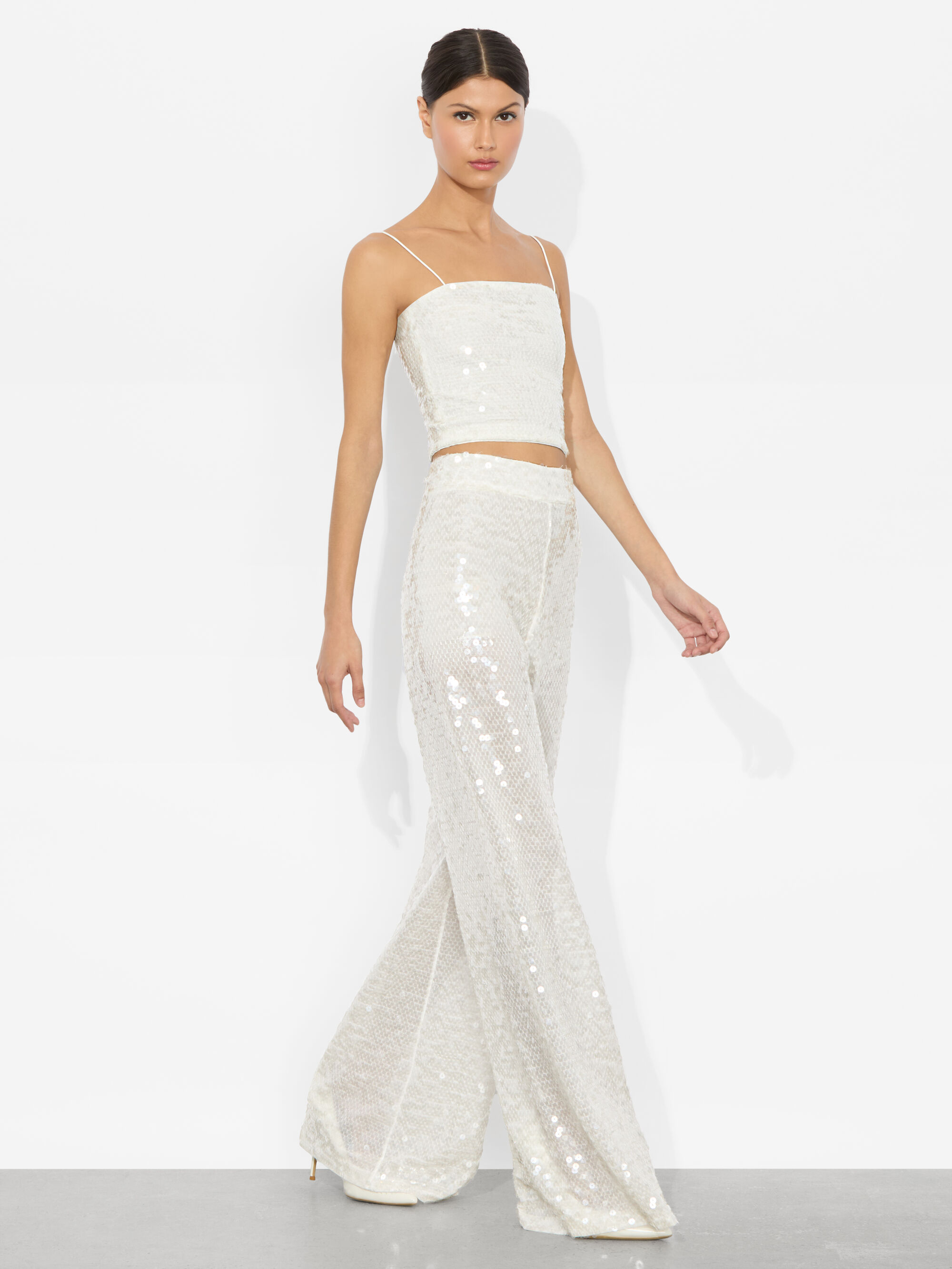 ATHENA SEQUIN PANT in OFF WHITE/CLEAR | ALICE + OLIVIA