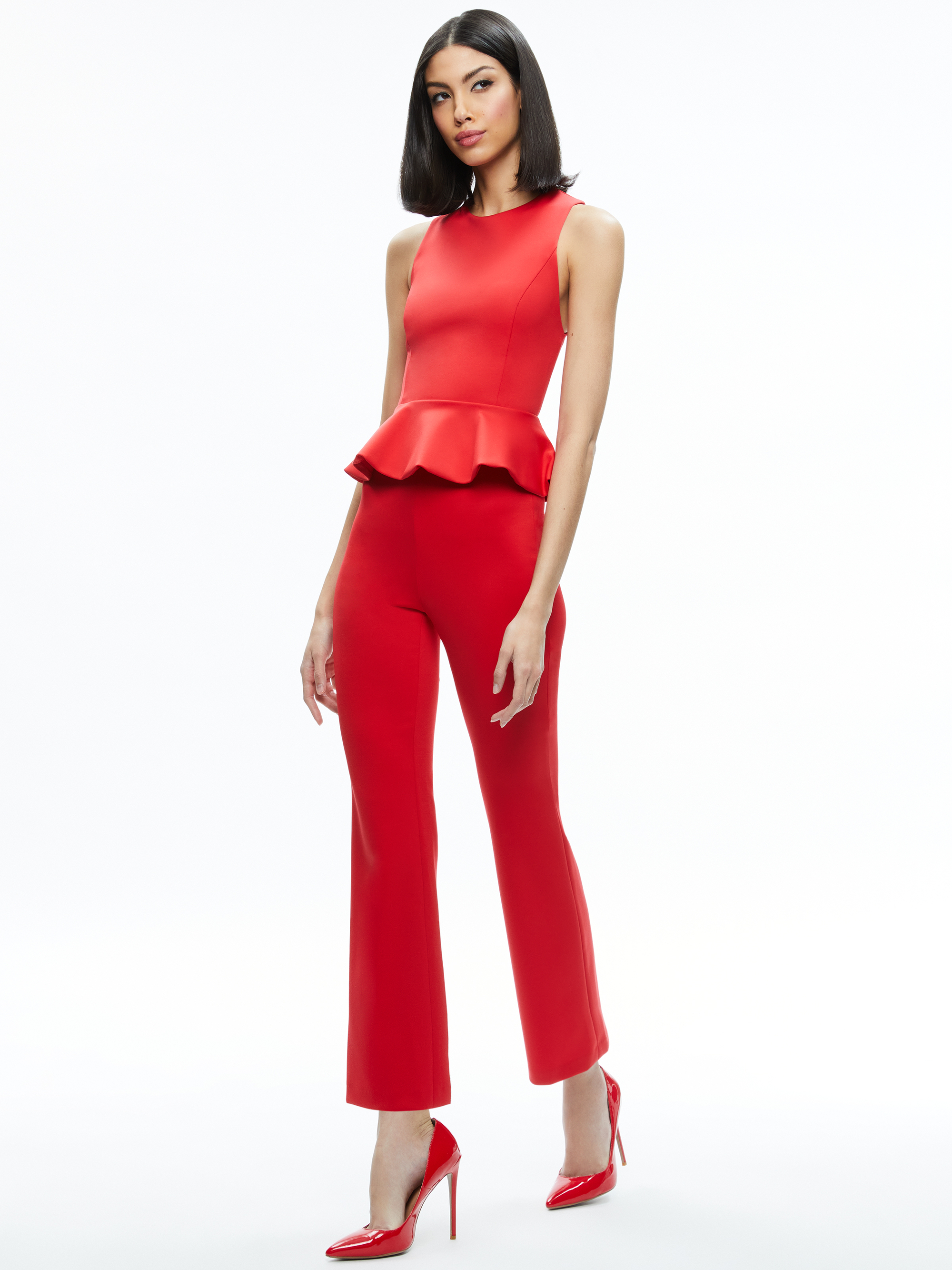 Rmp Mid Rise Back-zip Bootcut Ankle Pant In Bright Ruby | Alice + Olivia