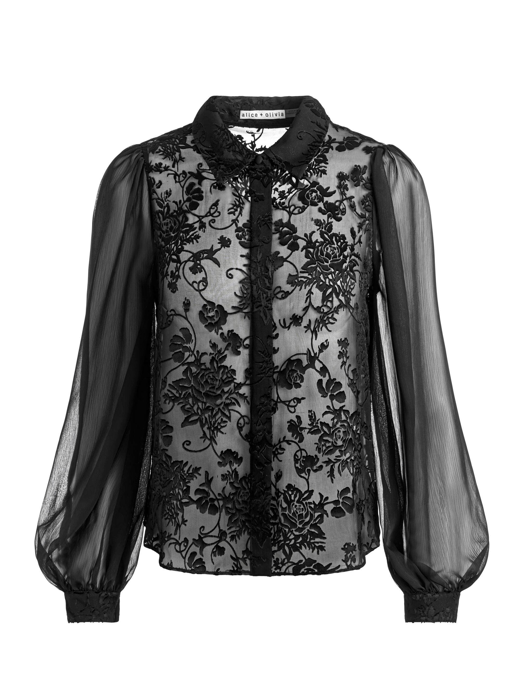 ROANNE BUTTON DOWN in GARDENIA BLACK | ALICE + OLIVIA