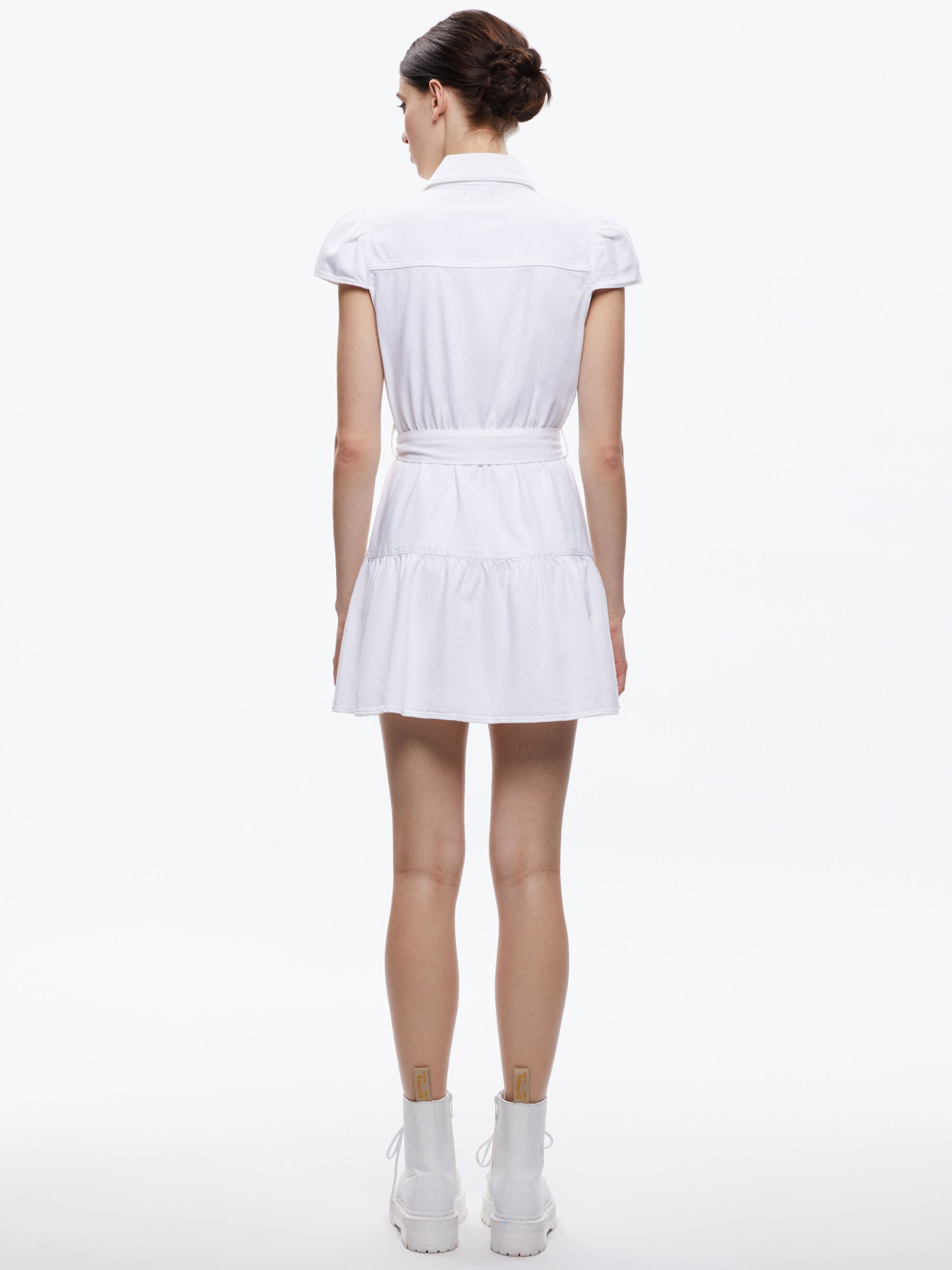 MIRANDA MINI DENIM DRESS in WHITE | ALICE + OLIVIA