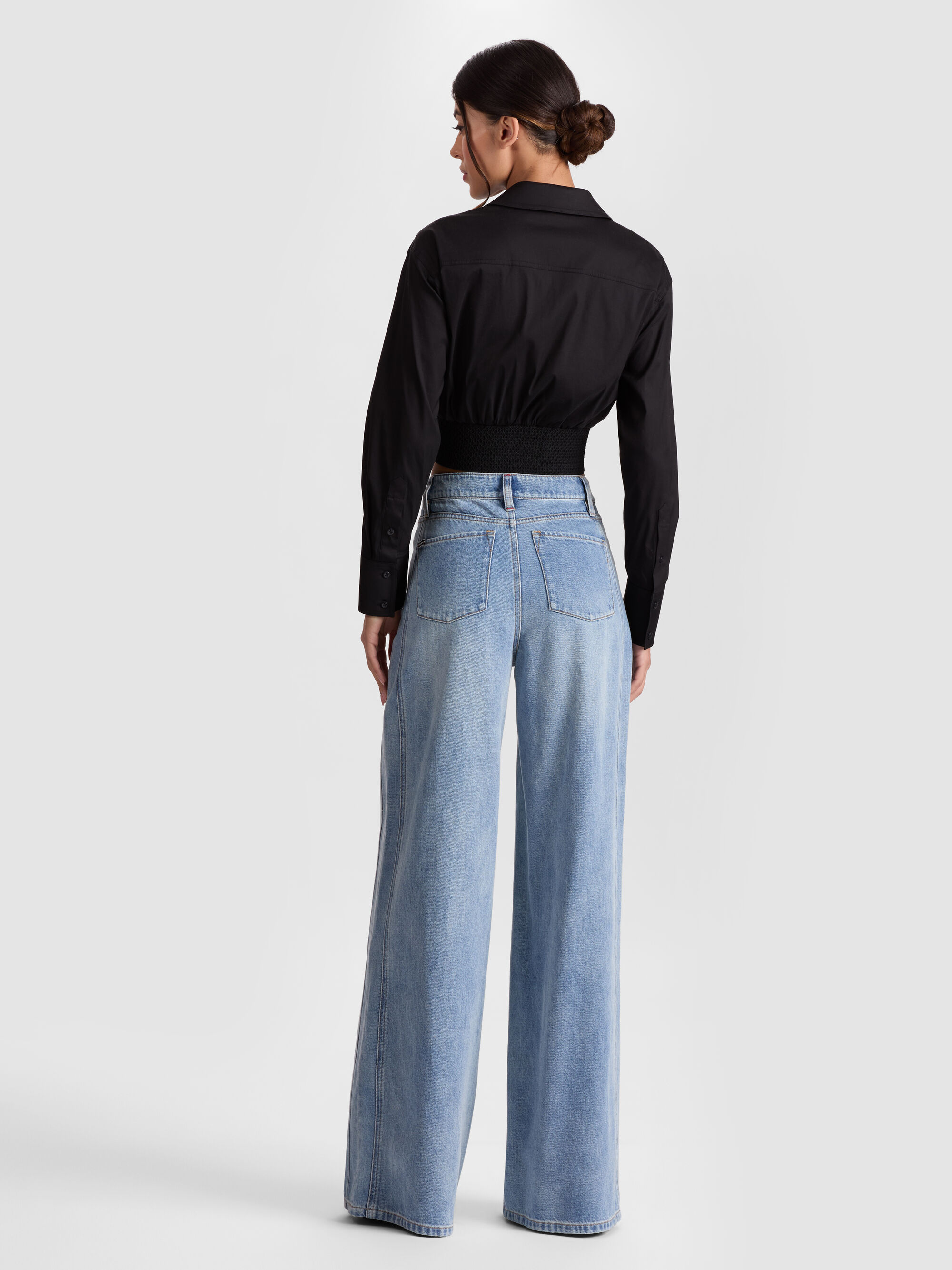 Edie Corset Button Down In Black | Alice + Olivia