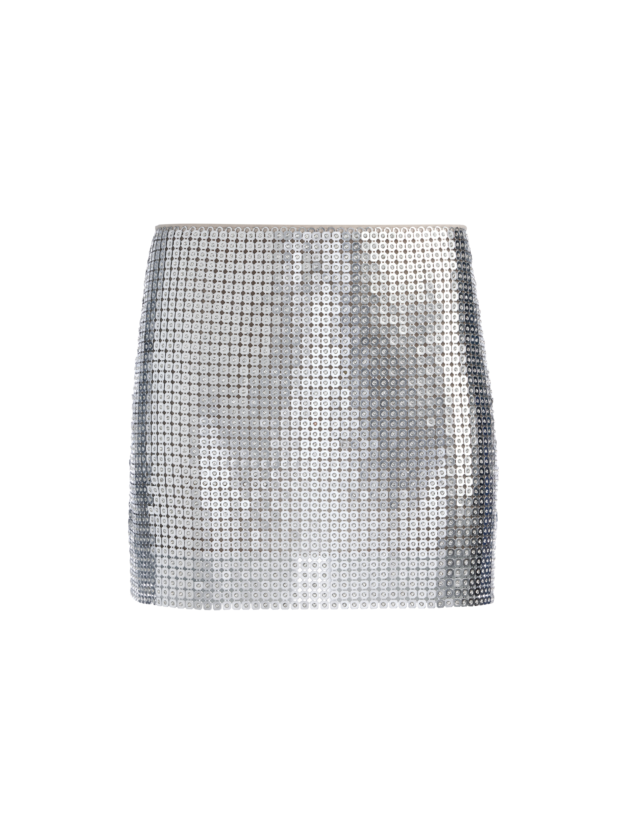 Riley Low Rise Chainmail Micro Skirt In Silver | Alice + Olivia