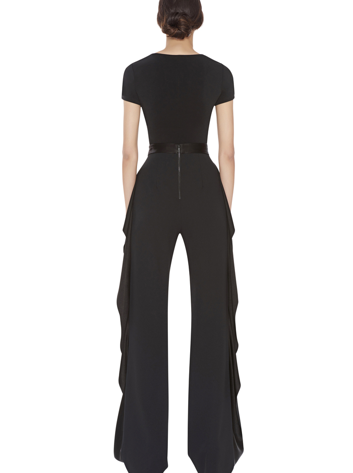 Wallace Side Ruffle Pant In Black | Alice + Olivia