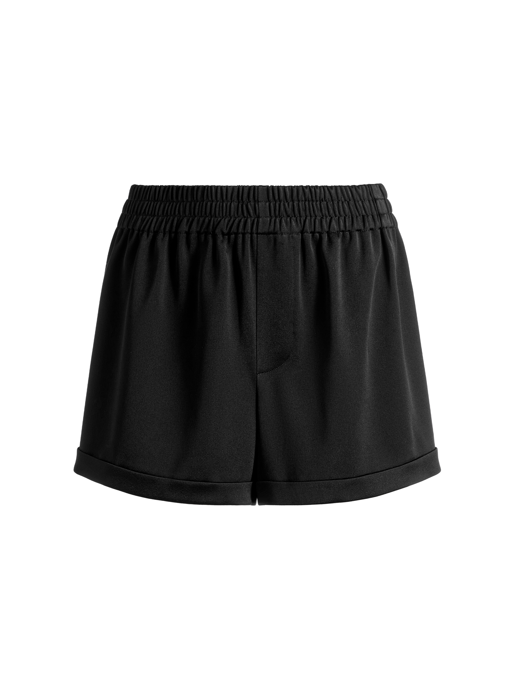 Richie Cuffed Low Rise Boxer Short In Black | Alice + Olivia