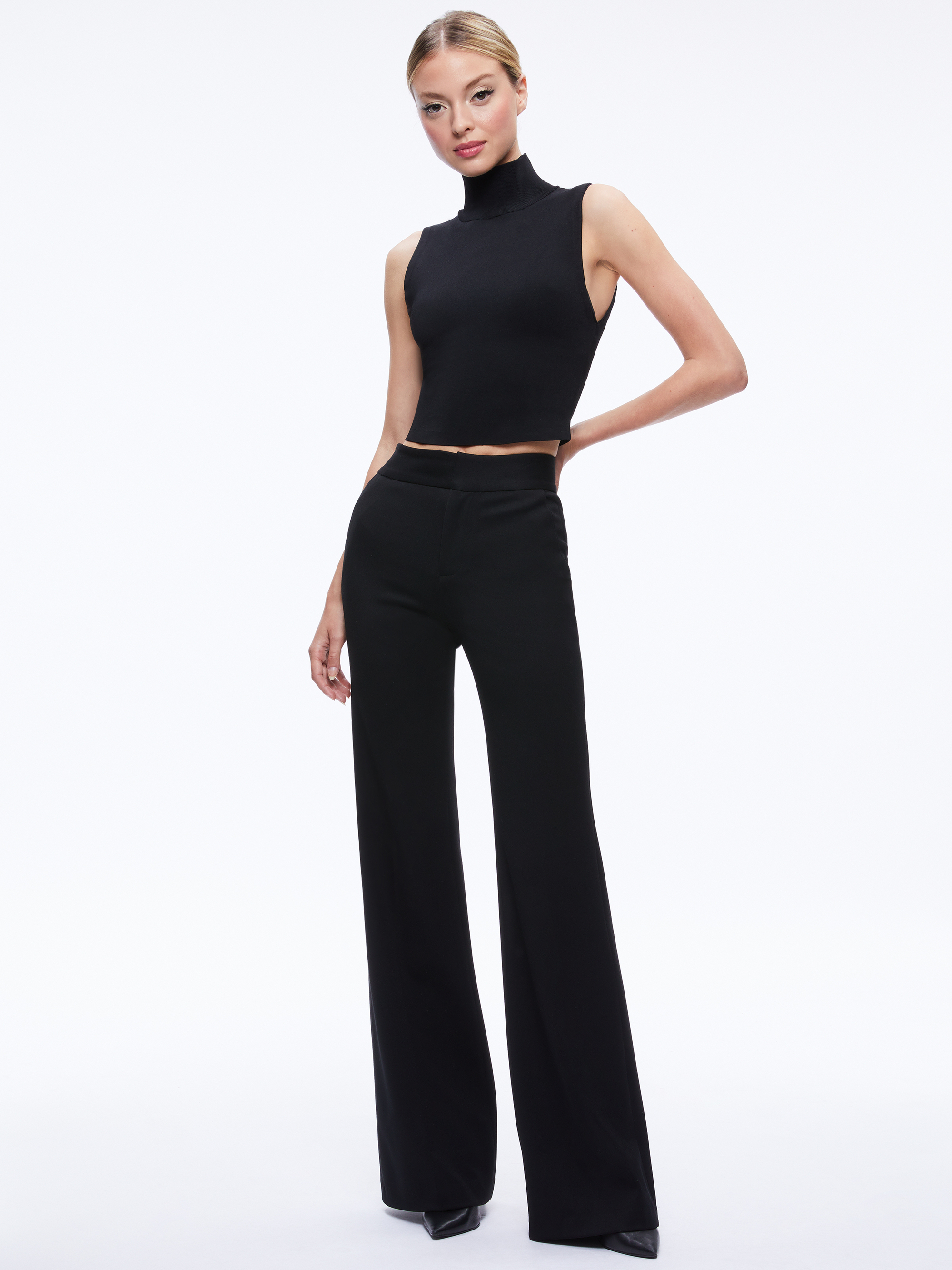 Deanna High Waisted Bootcut Pant In Black | Alice + Olivia