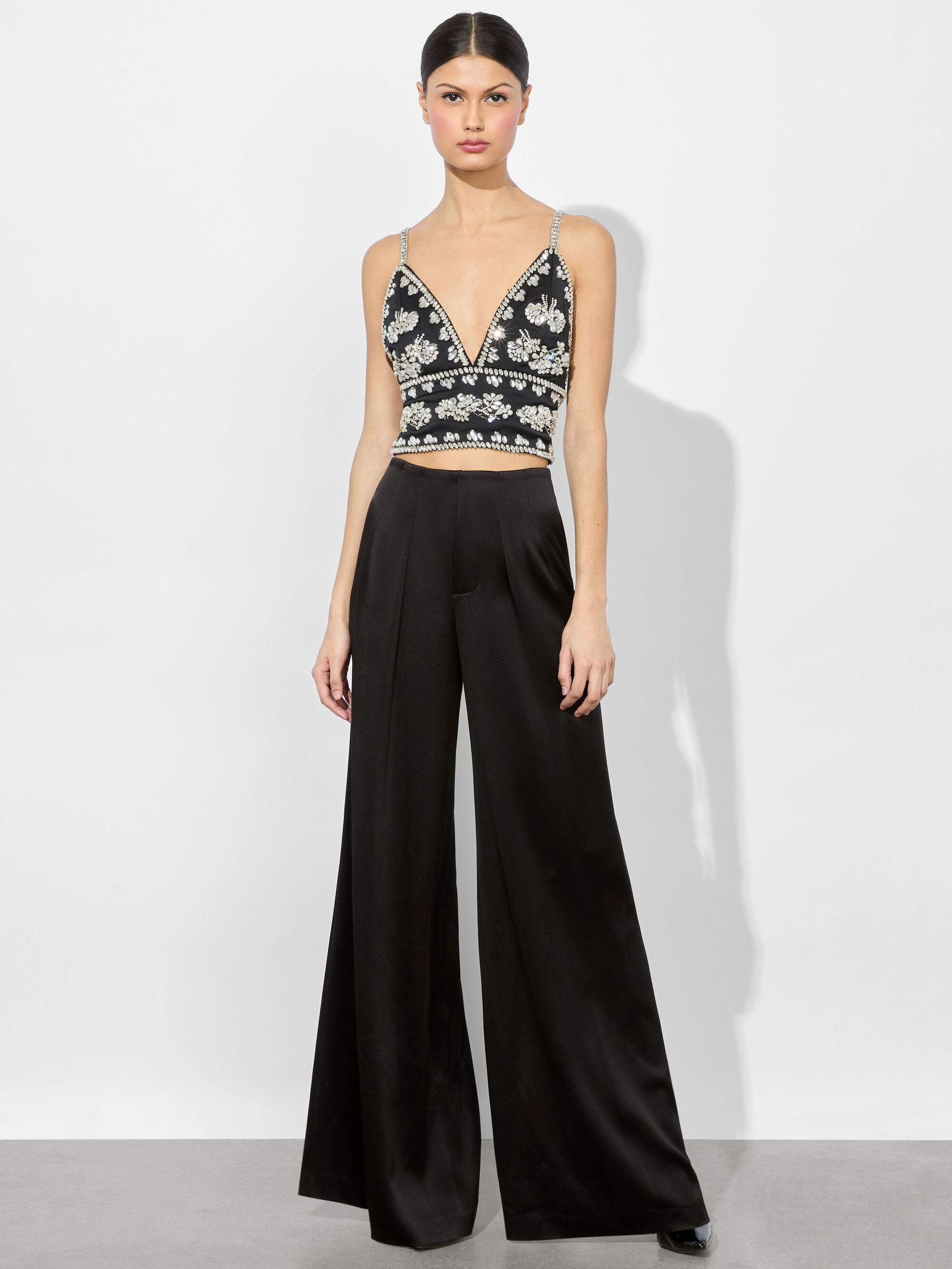 CARLI EMBELLISHED BRA TOP in BLACK | ALICE + OLIVIA