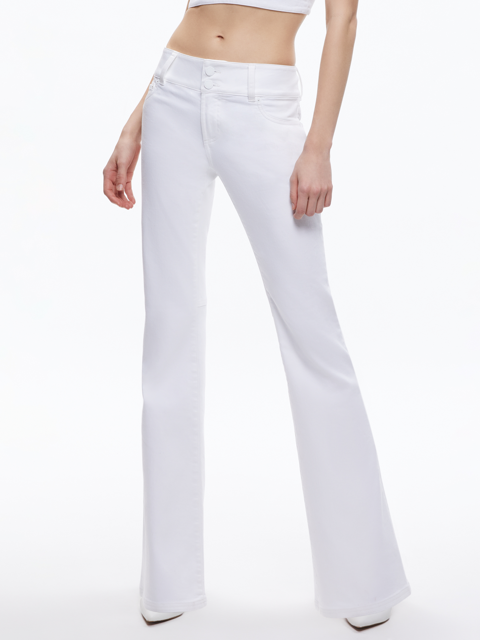 Stacey Low Rise Bell Bottom Jean In White | Alice And Olivia