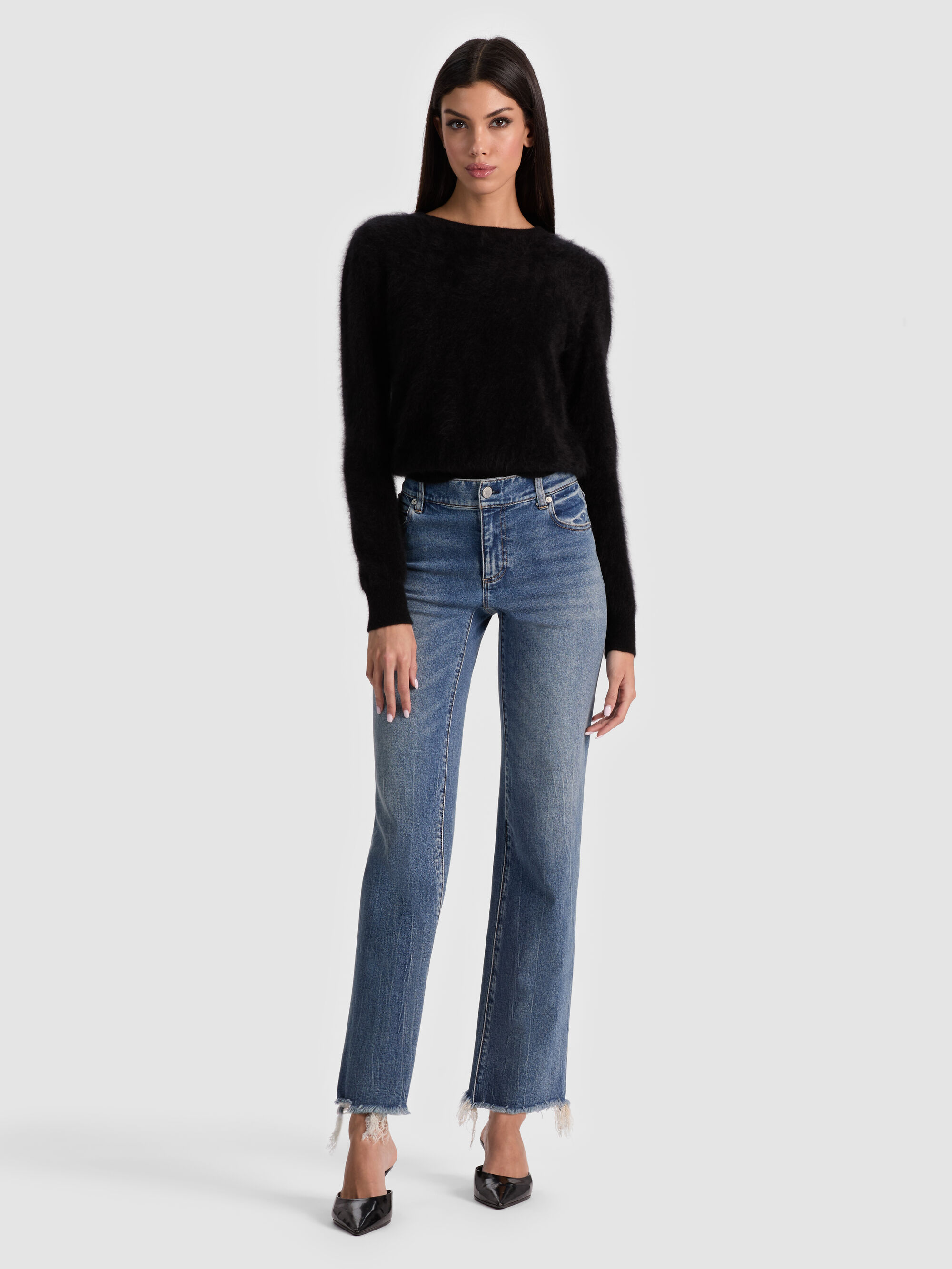CAROLEE CASHMERE PULLOVER in BLACK | ALICE + OLIVIA