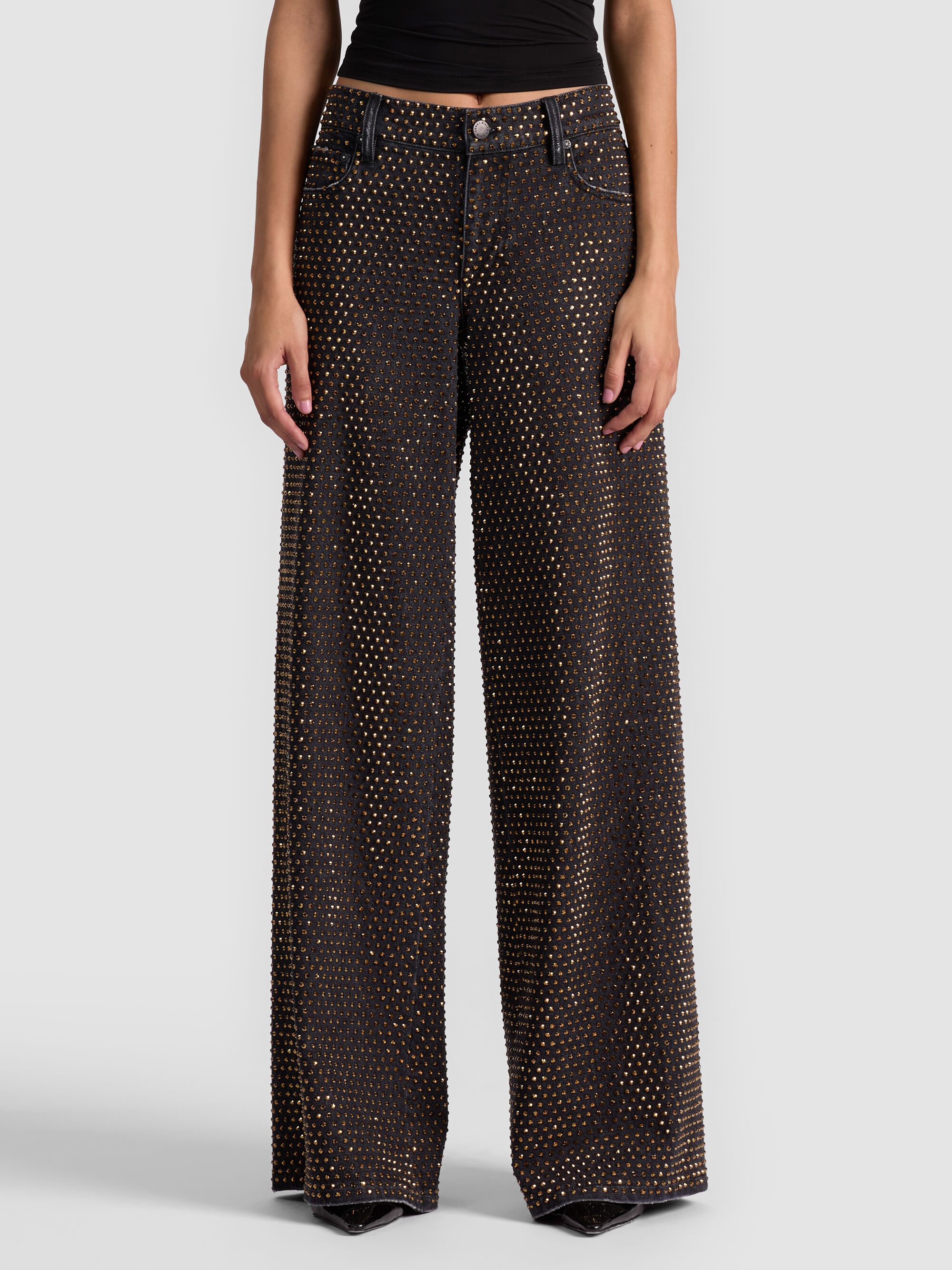 AMAZING EMBELLISHED JEAN in MAYA CHARCOAL BLACK | ALICE + OLIVIA