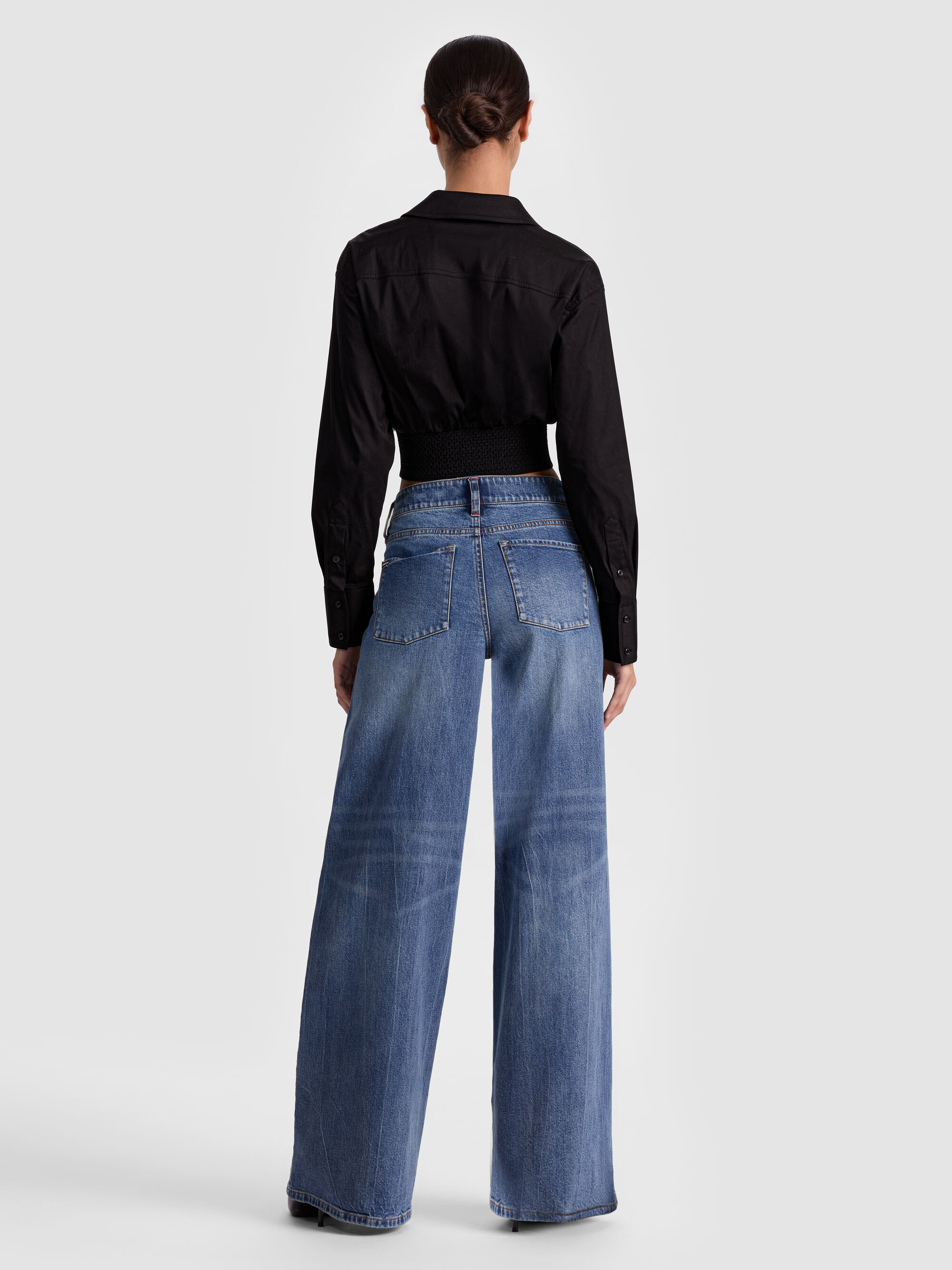 EDIE CORSET BUTTON DOWN in BLACK | ALICE + OLIVIA