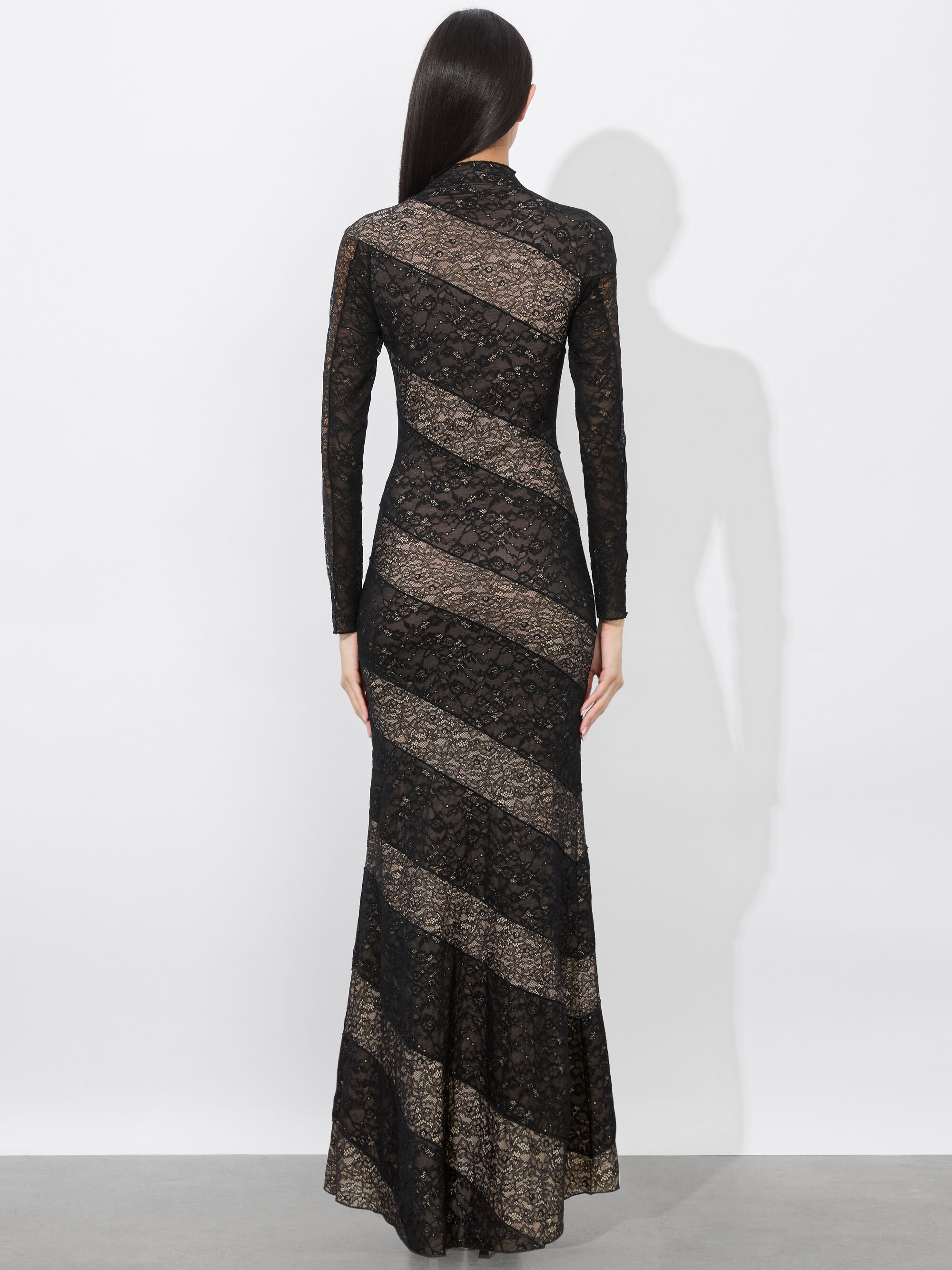 Delora Lace Paneled Dress In Black | Alice + Olivia