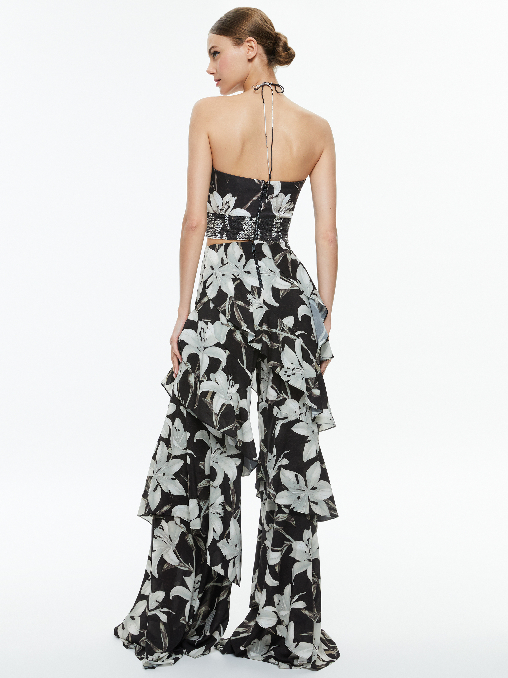 Livia Halter Cropped Top In Stargazer Black Lg | Alice + Olivia