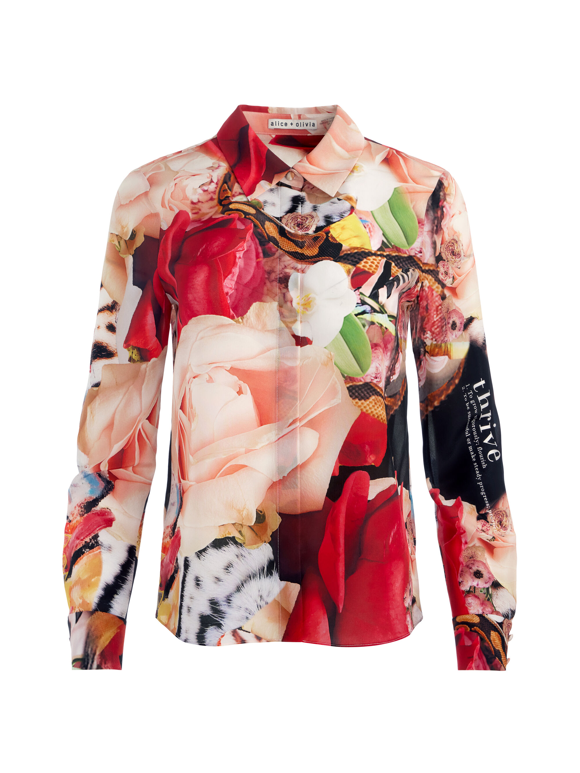 A+O x KELLY DABBAH WILLA PLACKET TOP in THRIVE | ALICE + OLIVIA