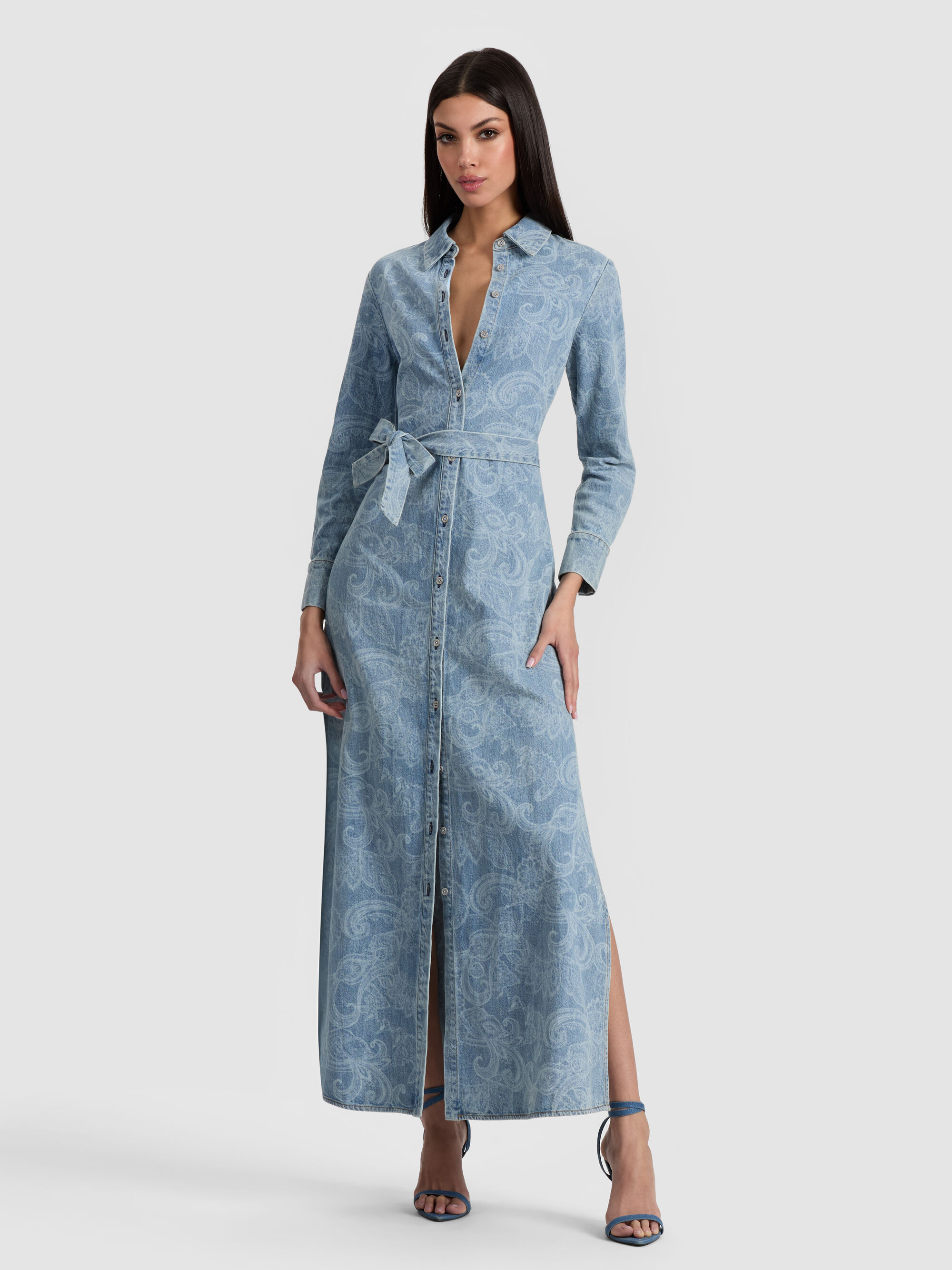 CHASSIDY DENIM SHIRT DRESS in LASER PAISLEY | ALICE + OLIVIA