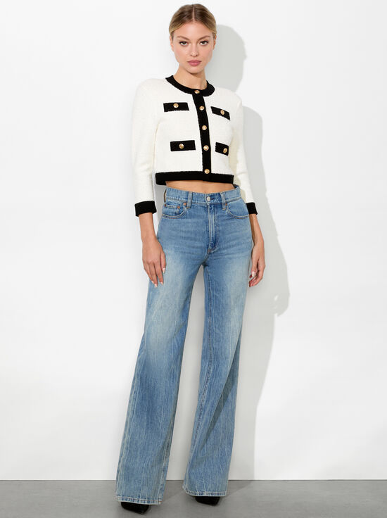 Claira Cardigan In Black/soft White | Alice + Olivia