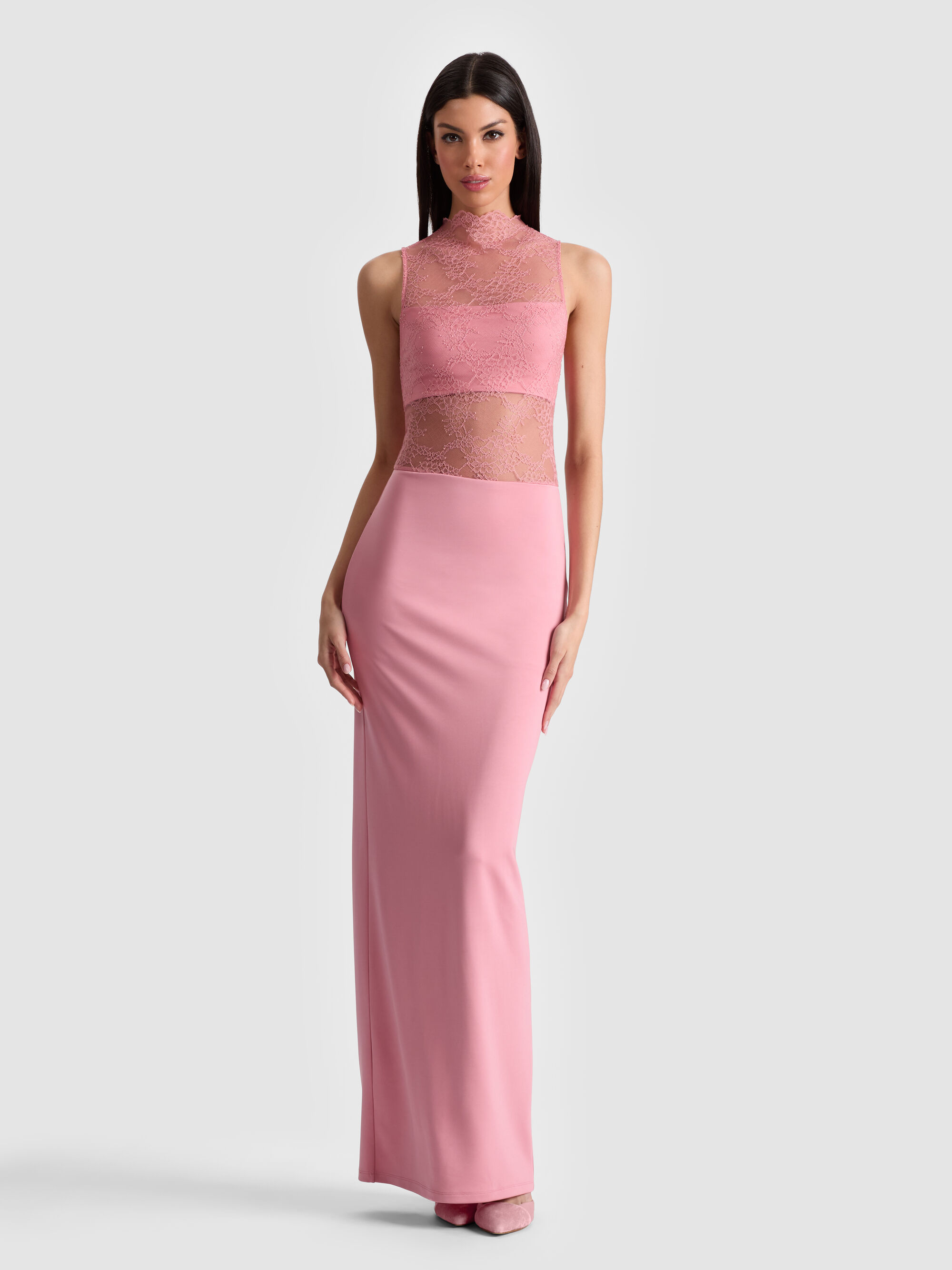 NICHOL LACE MAXI DRESS in DUSTY ROSE | ALICE + OLIVIA