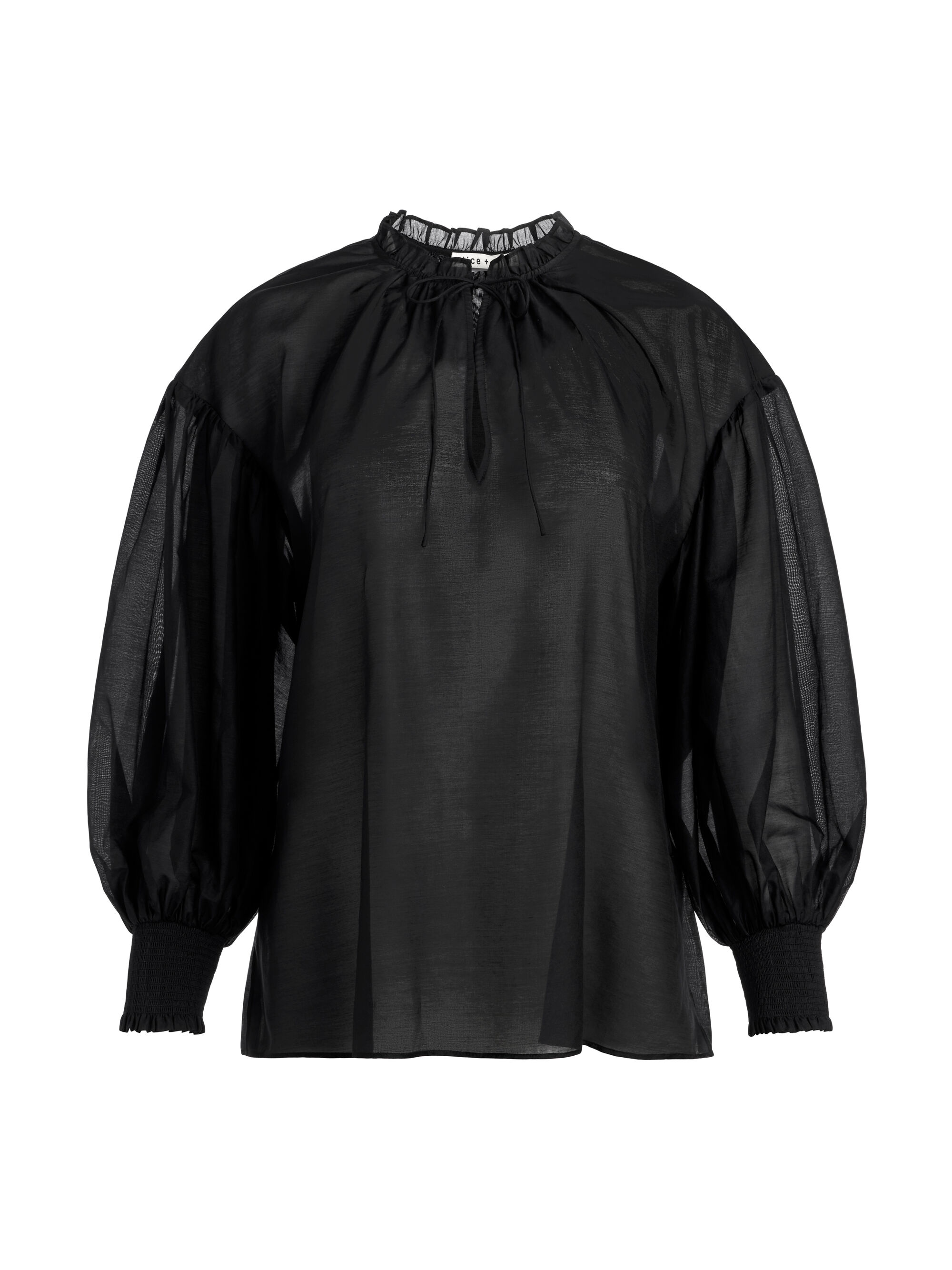JULIUS VOLUMINOUS BLOUSON SLEEVE BLOUSE in BLACK | ALICE + OLIVIA