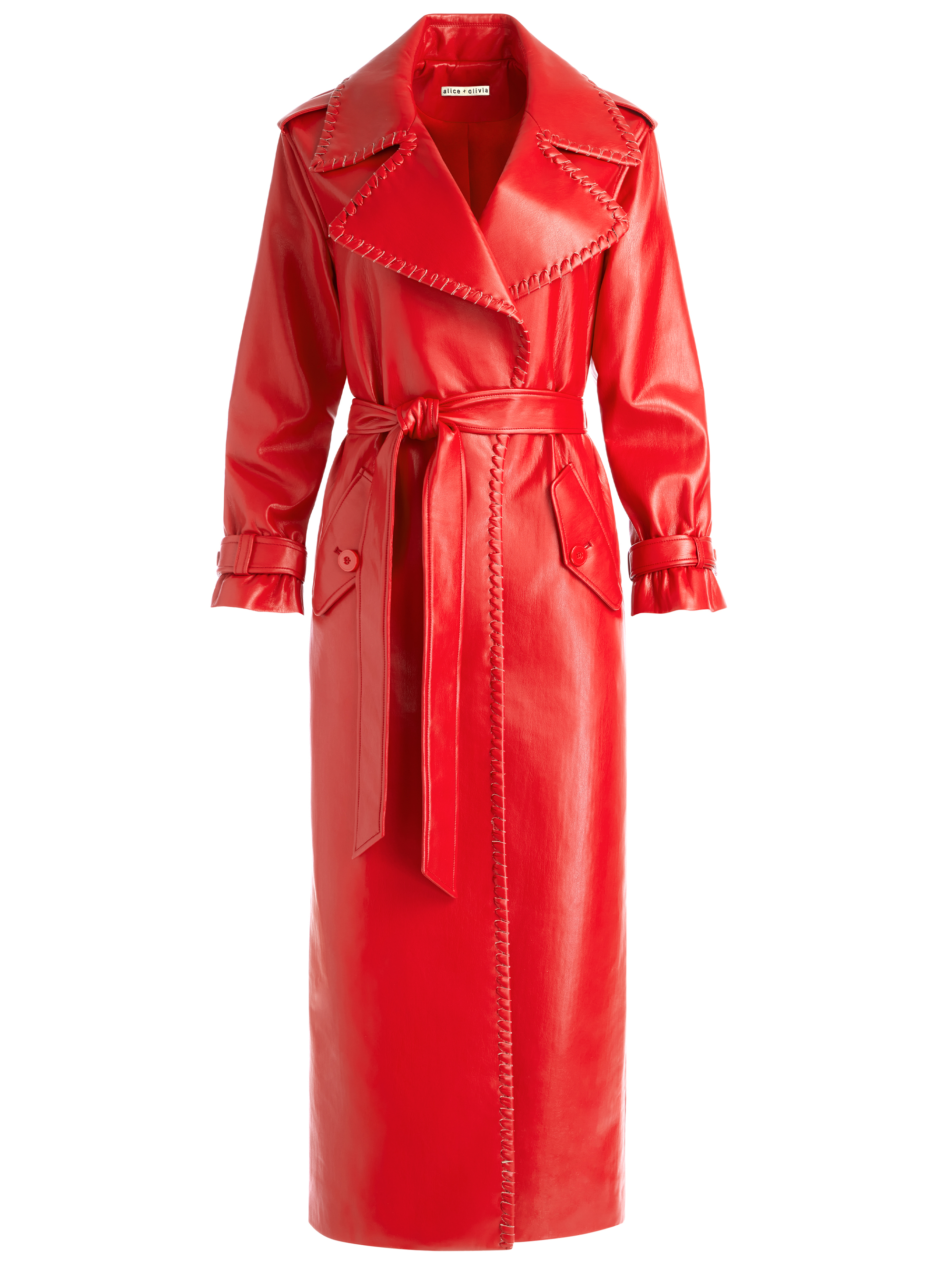 Nevada Vegan Trench In Perfect Ruby | Alice + Olivia