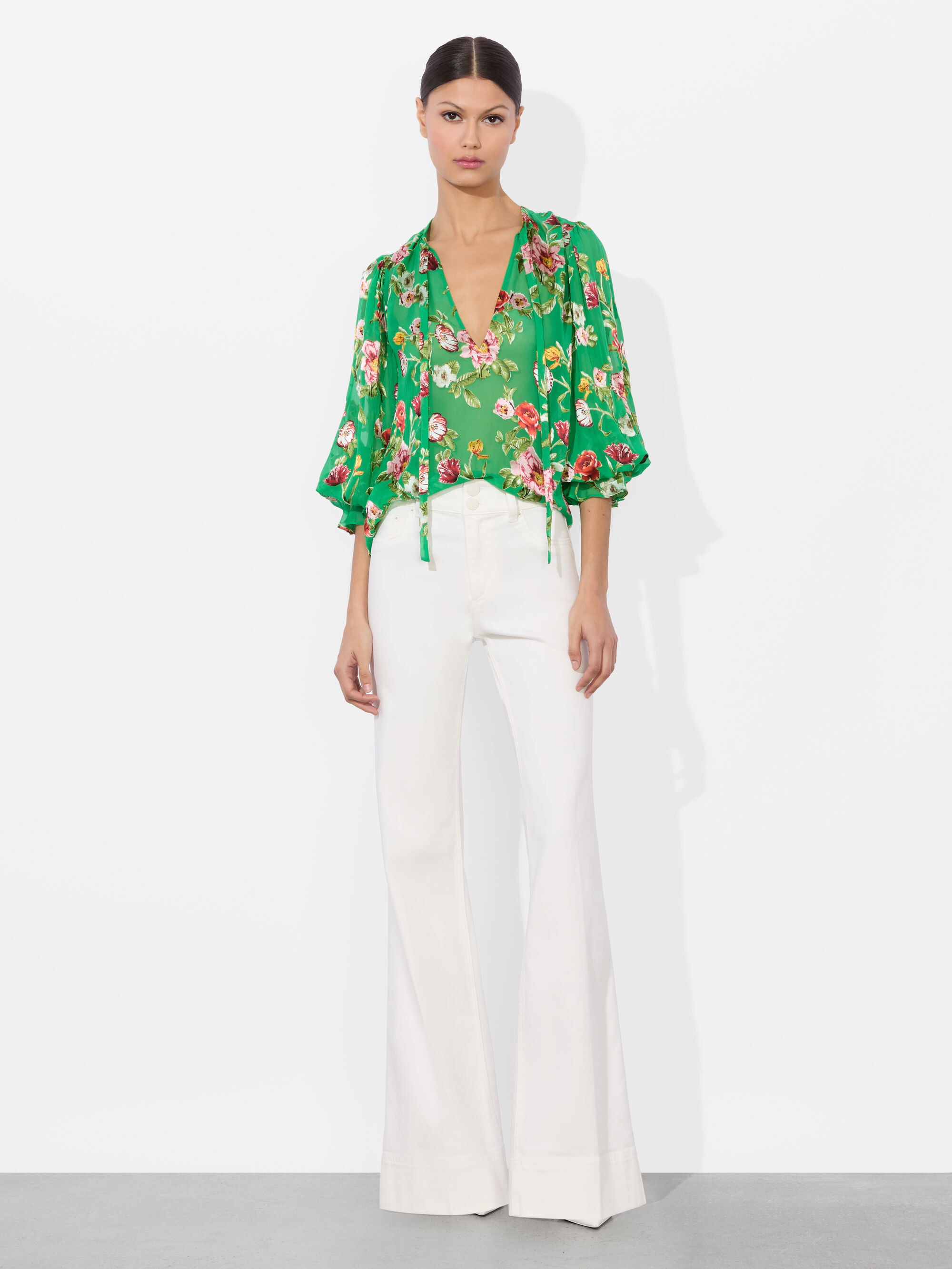 MORANNE BLOUSE in HAMPTONS FLORAL SMALL | ALICE + OLIVIA