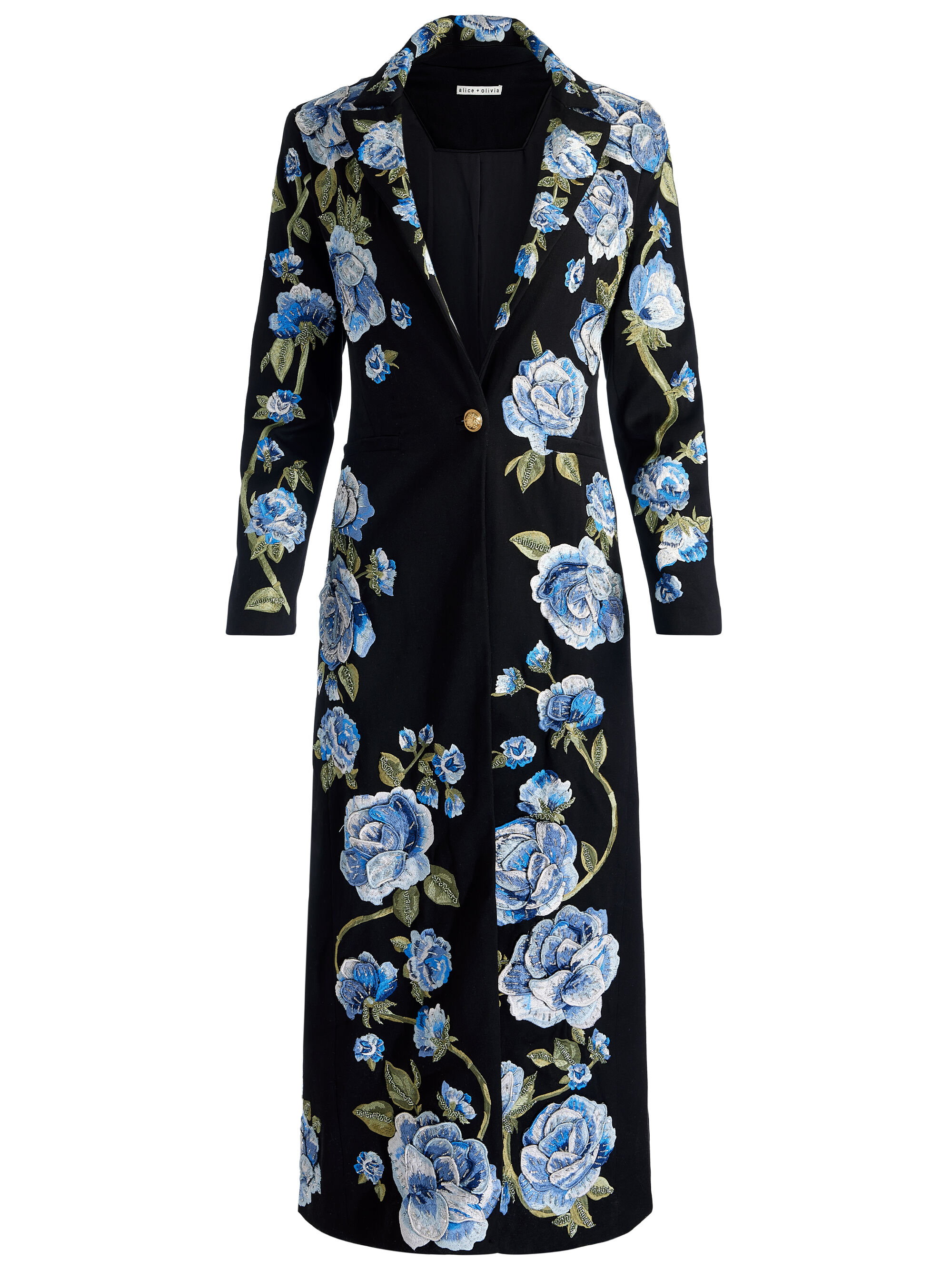 Macey Long Blazer In Black Multi | Alice + Olivia